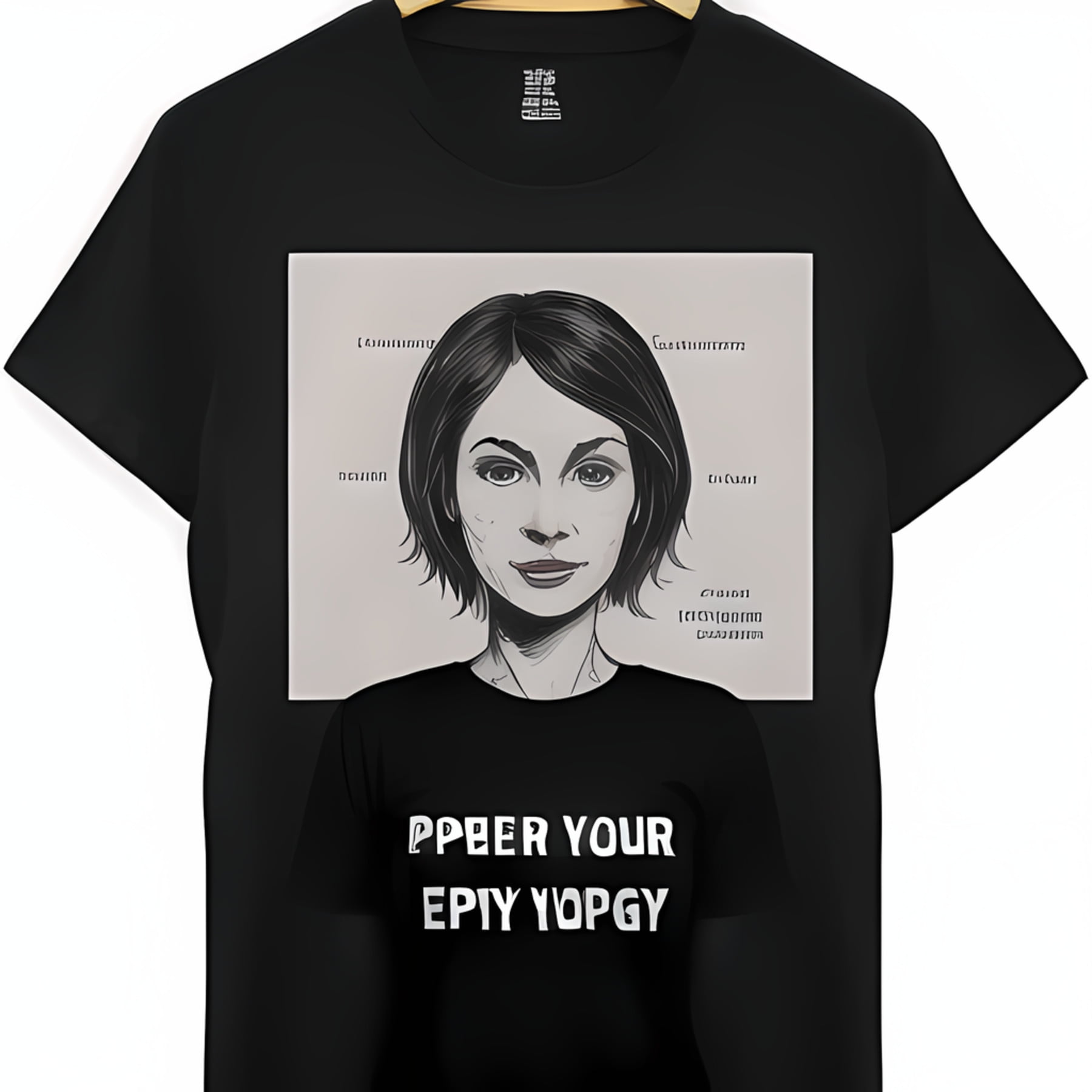 Jodie Comer Portrait Black T-Shirt with Comic Art Style ShooTeer ...