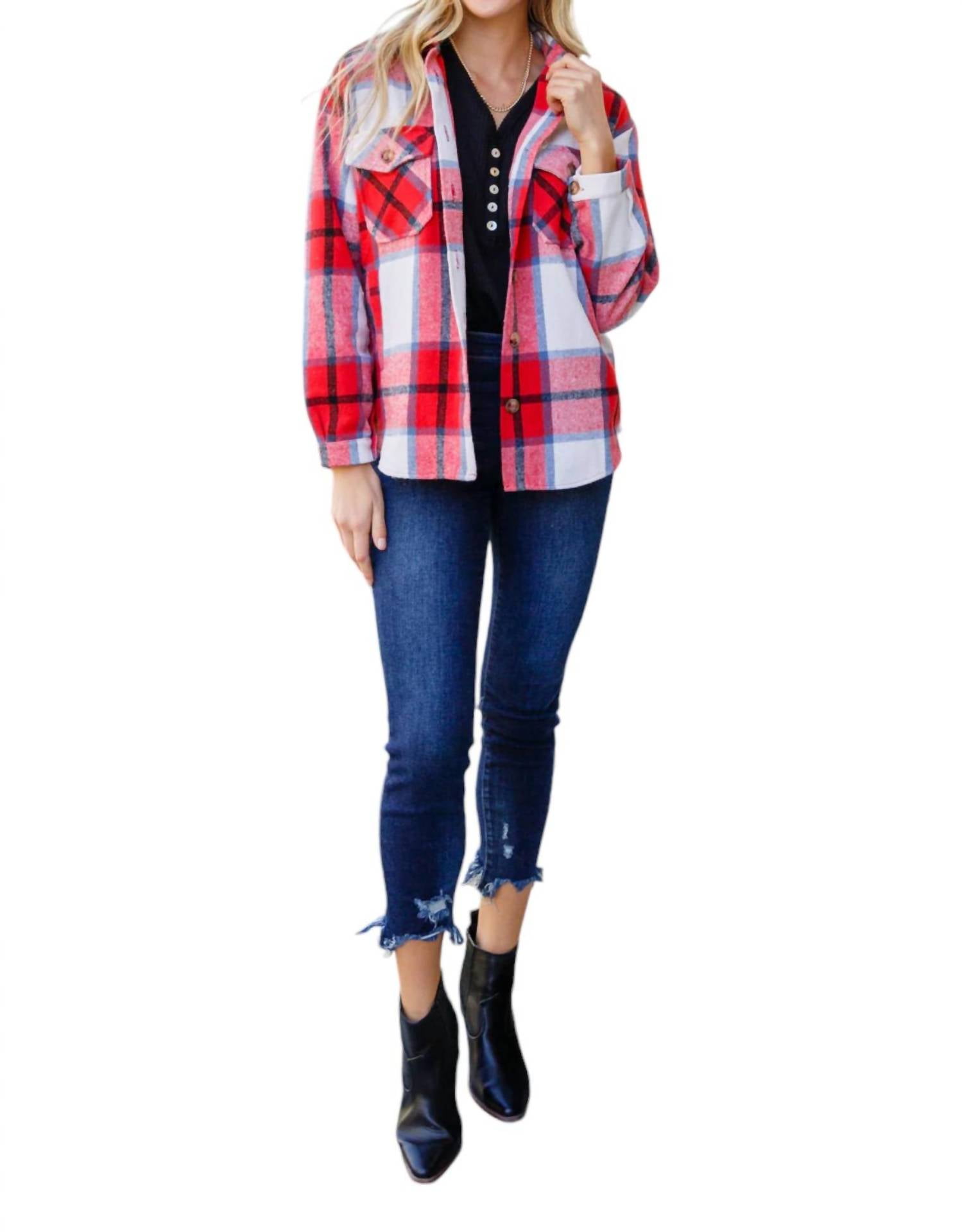 Jodifl A Good Thing Going Plaid Shacket - Walmart.com