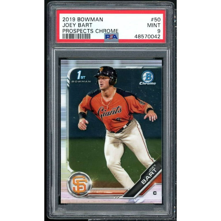 Joe Bart Rookie Card 2019 Bowman Prospects Chrome #50 PSA 9 Joe Bart Rookie Card 2019 Bowman Prospects Chrome #50 PSA 9