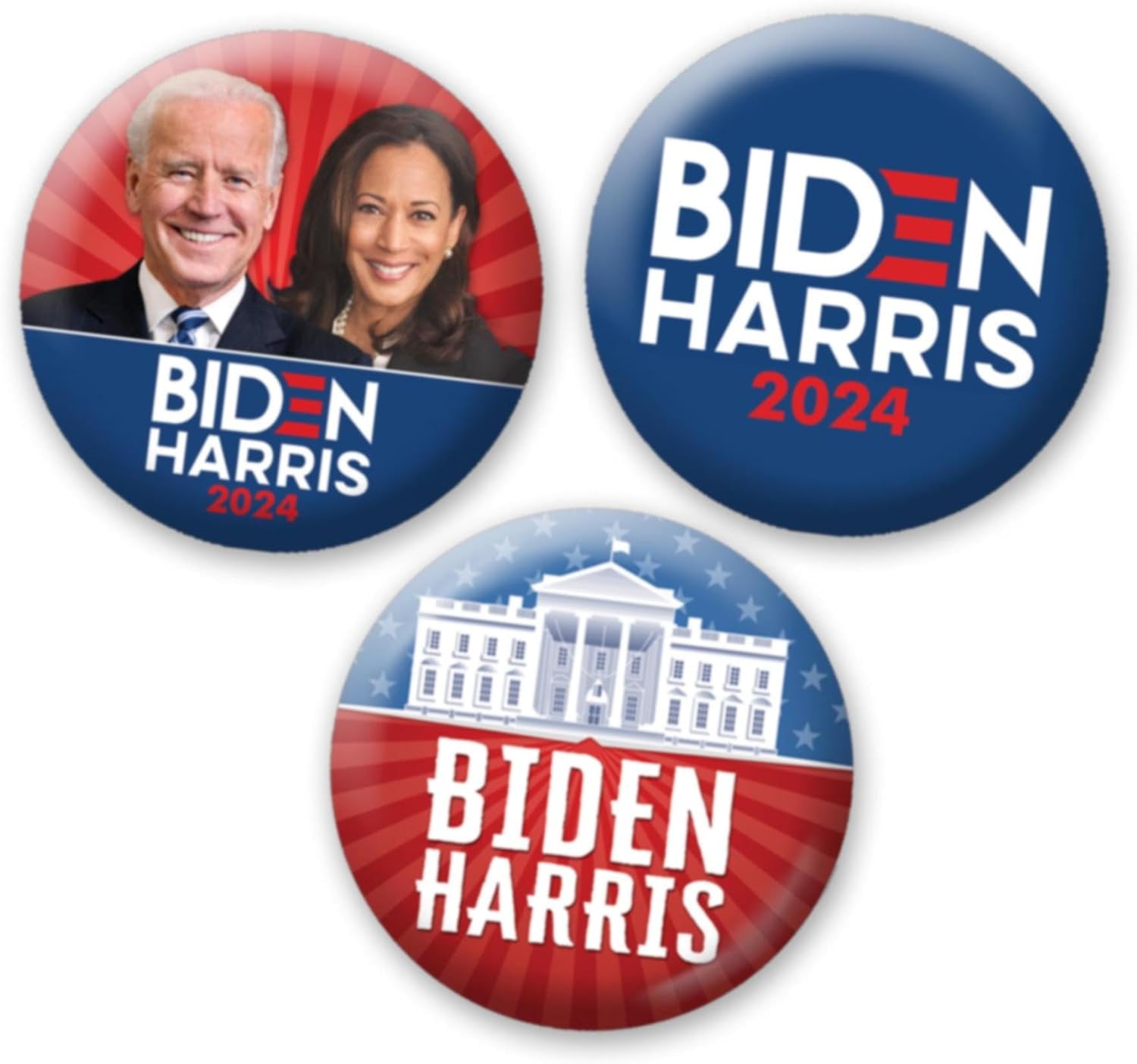 Joe Biden Kamala Harris 2024 Buttons - Collectible 3-Pack 1-1/2 Inch ...