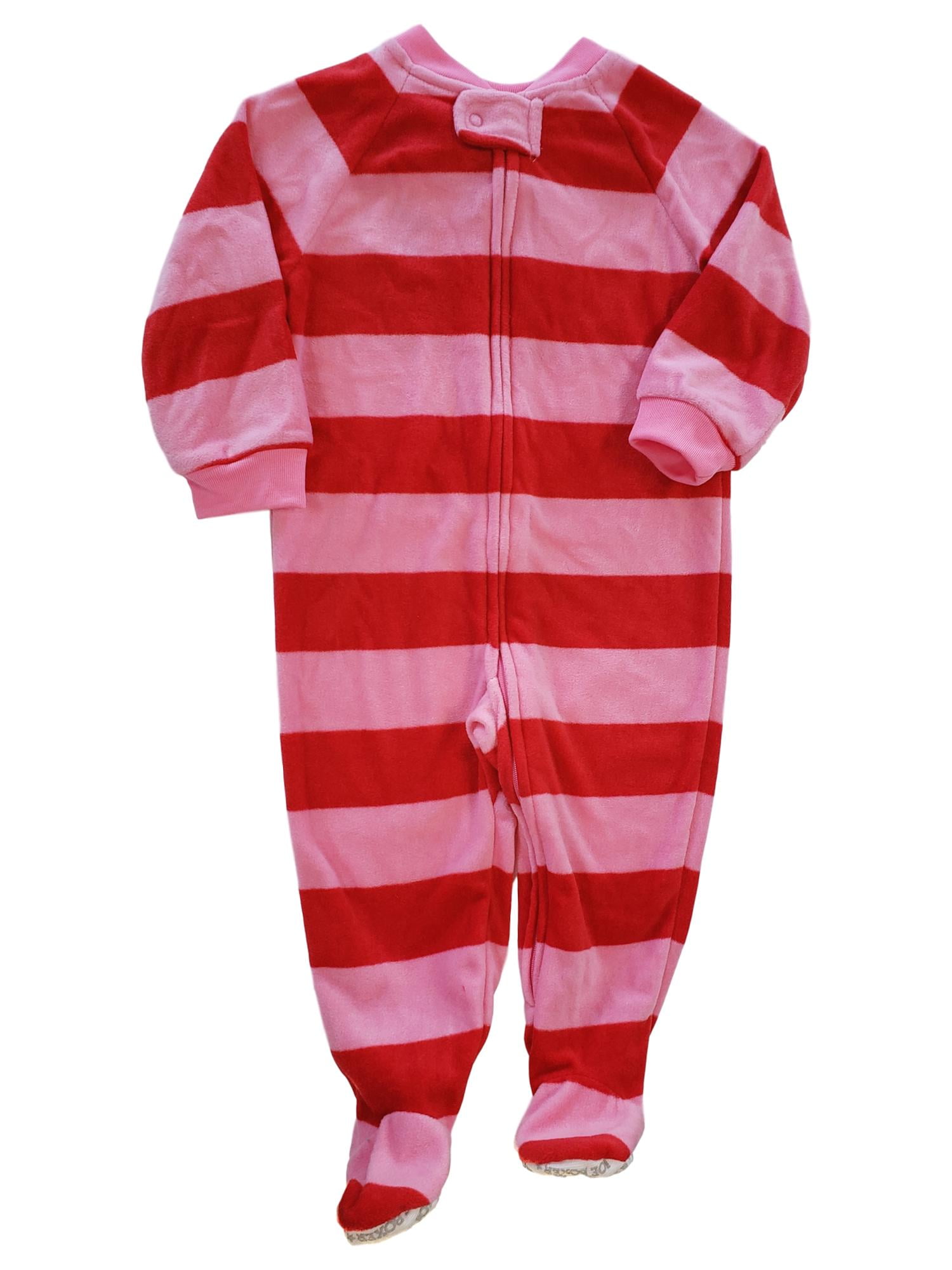 Joe Boxer Baby Toddler Girl Pink Red Stripe Fleece Pajamas Sleep PJ ...