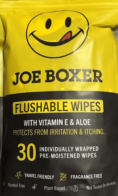 Joe Boxer Flushable Wipes, 30 Individually Wrapped Pre-Moistened Wipes ...