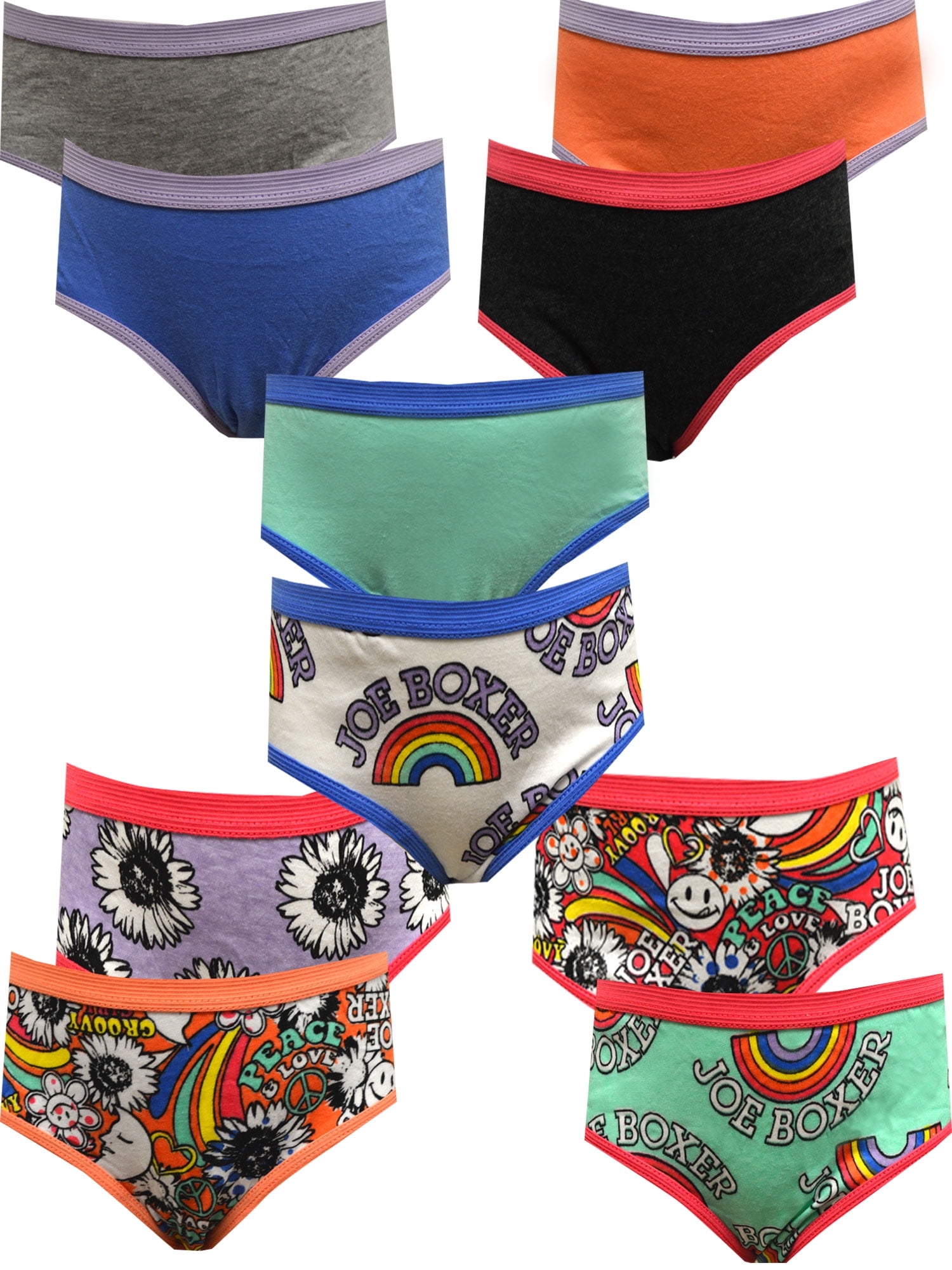 Joe Boxer Girls Joe Boxer Girls Bright Colors 10 Pack Bikini Panties (8 ...