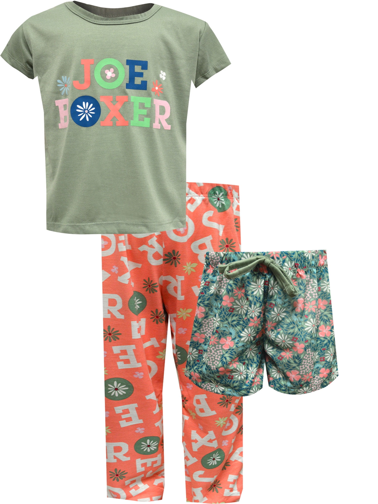 Joe Boxer Girls Joe Boxer Loungewear Spring Flowers Girls 3pc Pajama ...