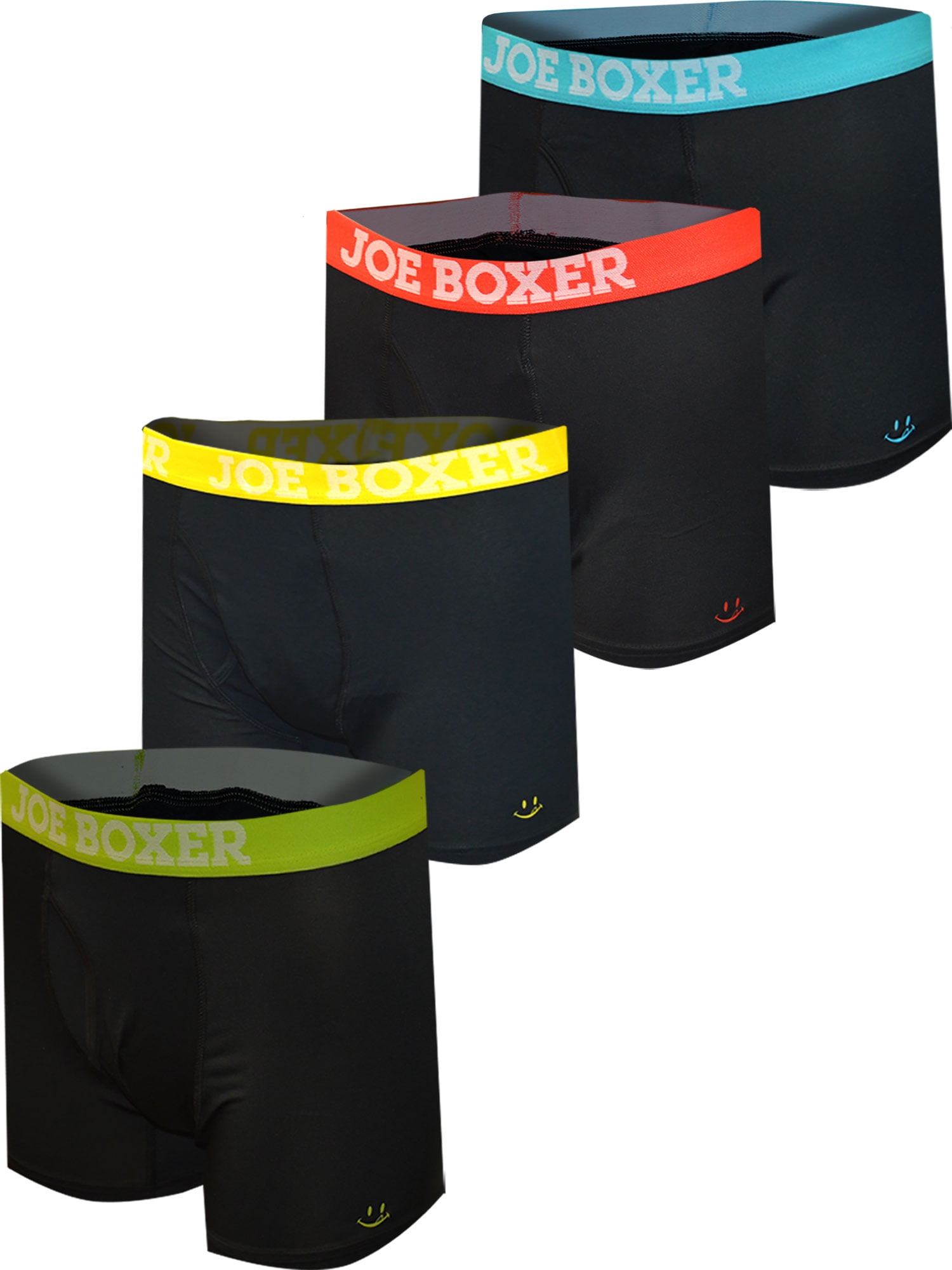 Joe Boxer Mens Joe Boxer 4 Pack Black Cotton Boxer Briefs (Medium ...