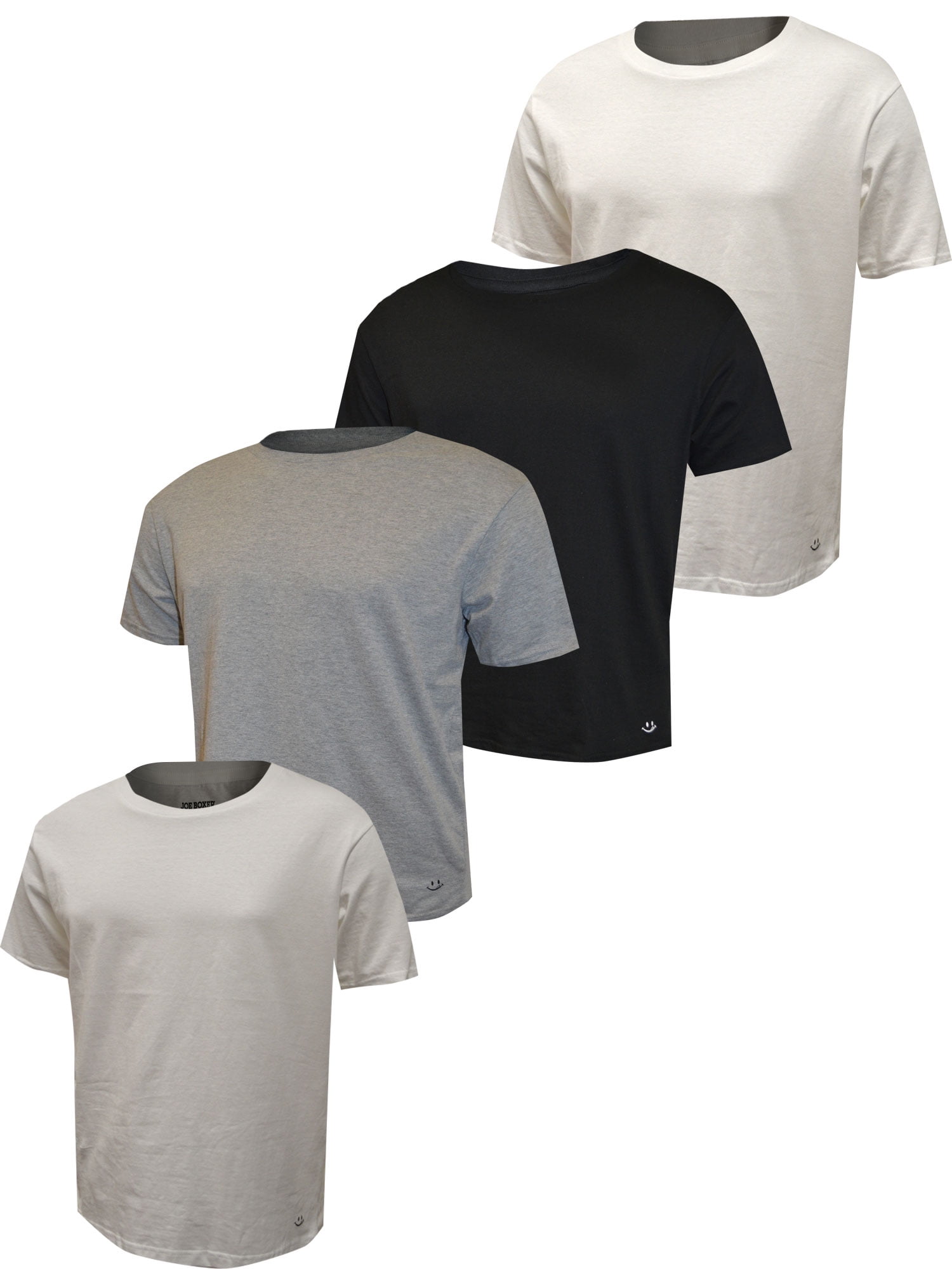 Joe Boxer Mens Joe Boxer Black Gray and White 4 Pack Crew Neck ...