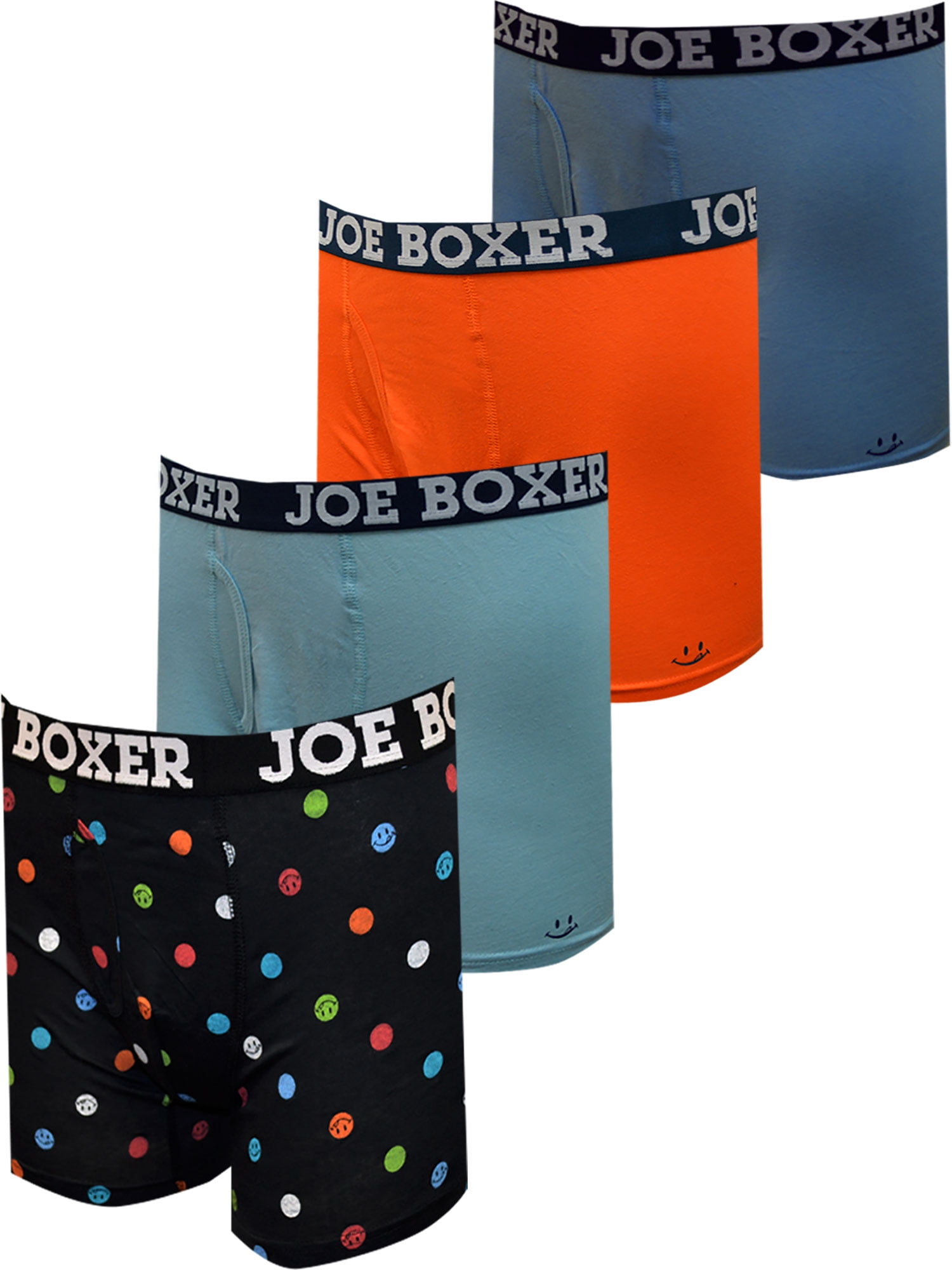Joe Boxer Mens Joe Boxer Licky Dot Orange and Blue Cotton 4 Pack Boxer ...