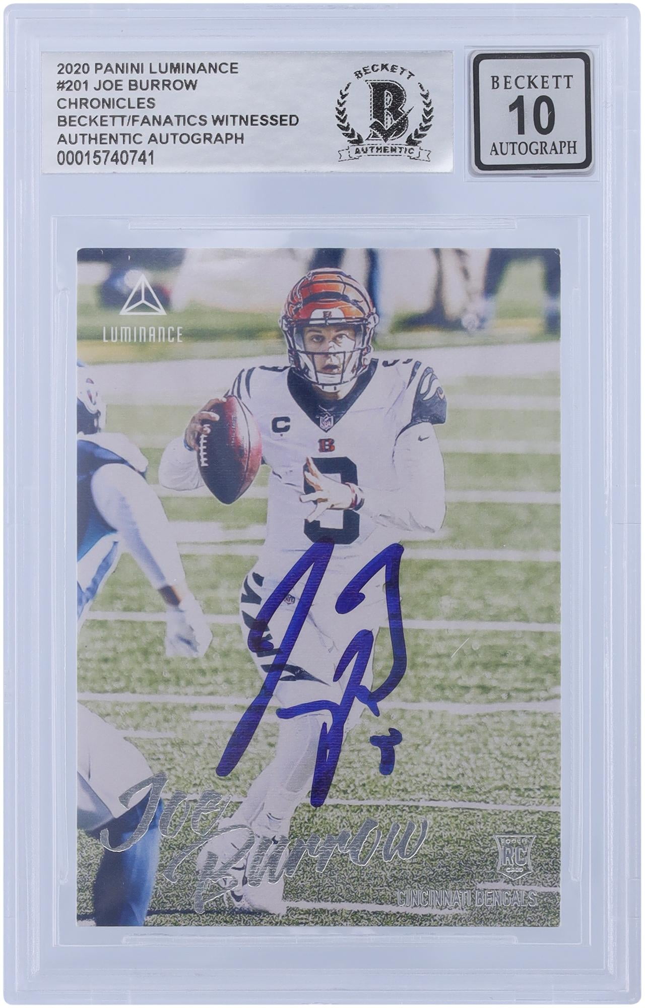Joe Burrow Cincinnati Bengals Autographed 2020 Panini Luminance #201 ...