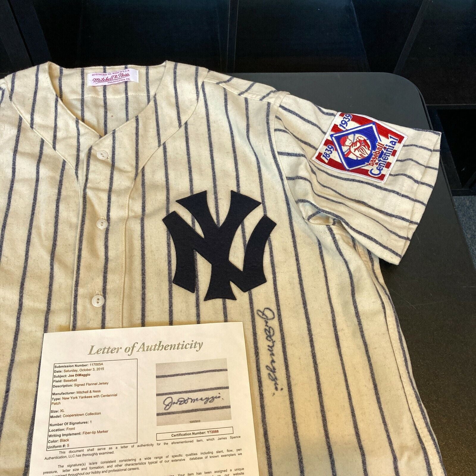Joe Dimaggio Signed Authentic 1939 New York Yankees Game Model Jersey ...