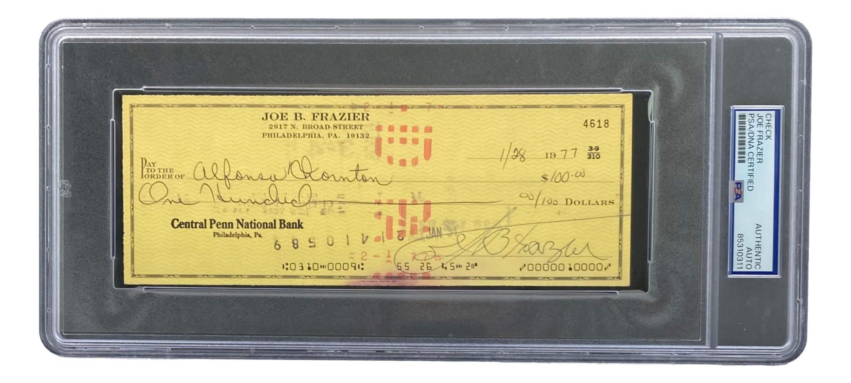 Joe Frazier Boxing Signed Slabbed Bank Check #4618 PSA/DNA - Walmart.com