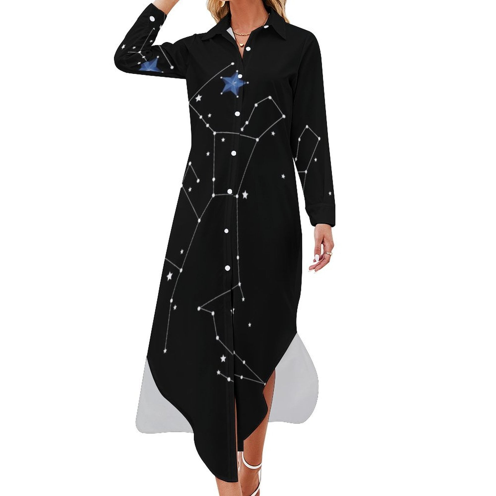 Joe Mac Constellation Jacket Print Long Sleeved Shirt Dress Clothing ...