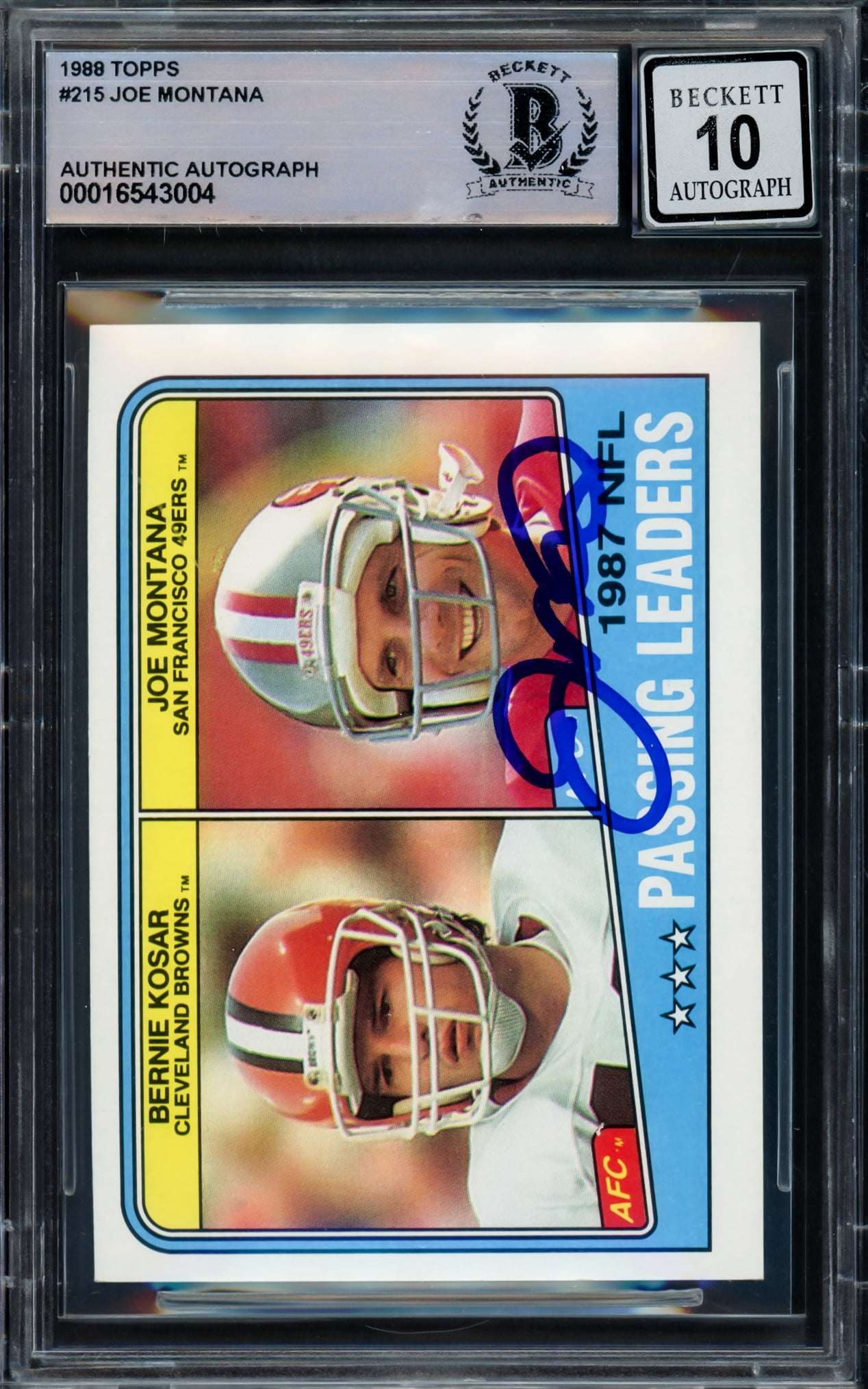 Joe Montana Autographed 1988 Topps Card #215 San Francisco 49ers Auto ...