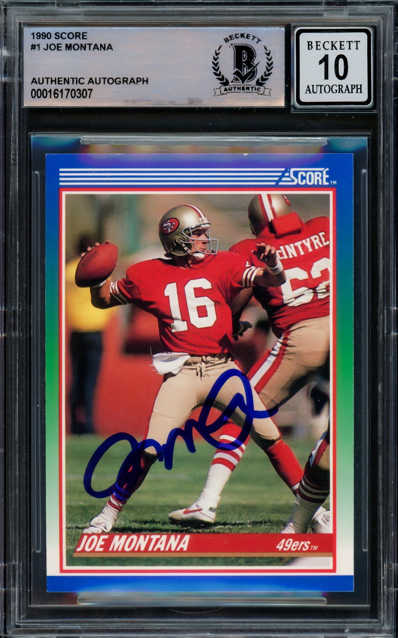 Joe Montana Autographed 1990 Score Card #1 San Francisco 49ers Auto ...