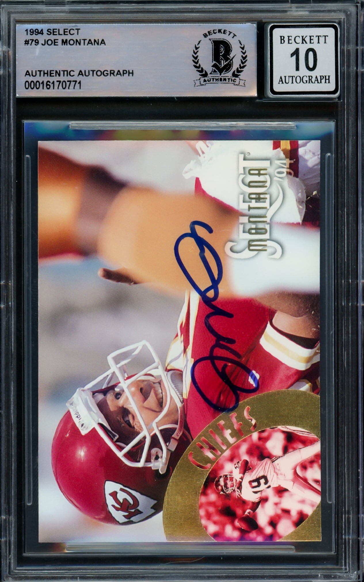 Joe Montana Autographed 1994 Select Card #79 Kansas City Chiefs Auto ...