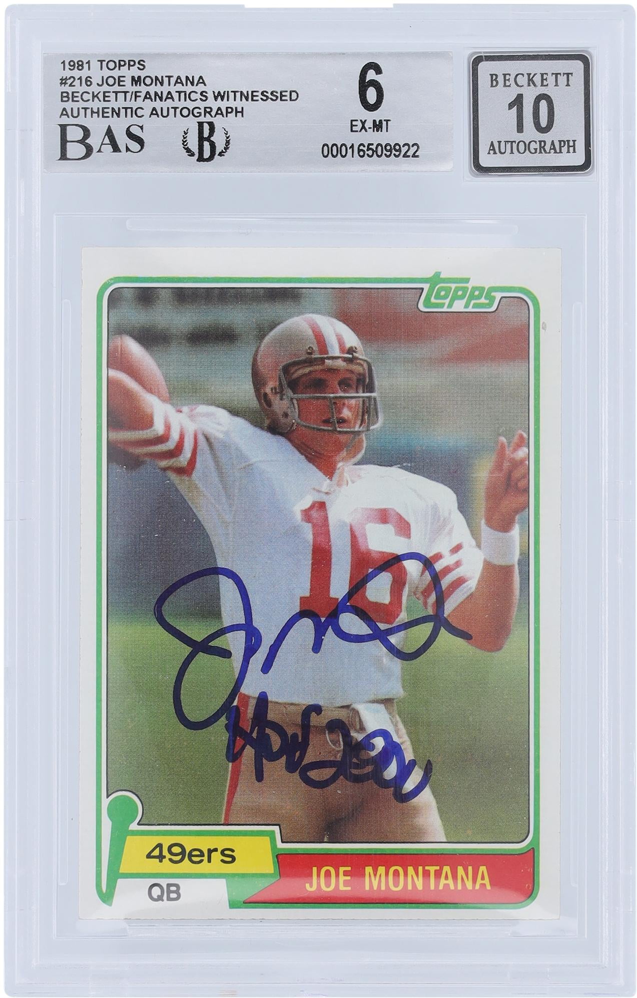Joe Montana San Francisco 49ers Autographed 1981 Topps #216 Beckett ...