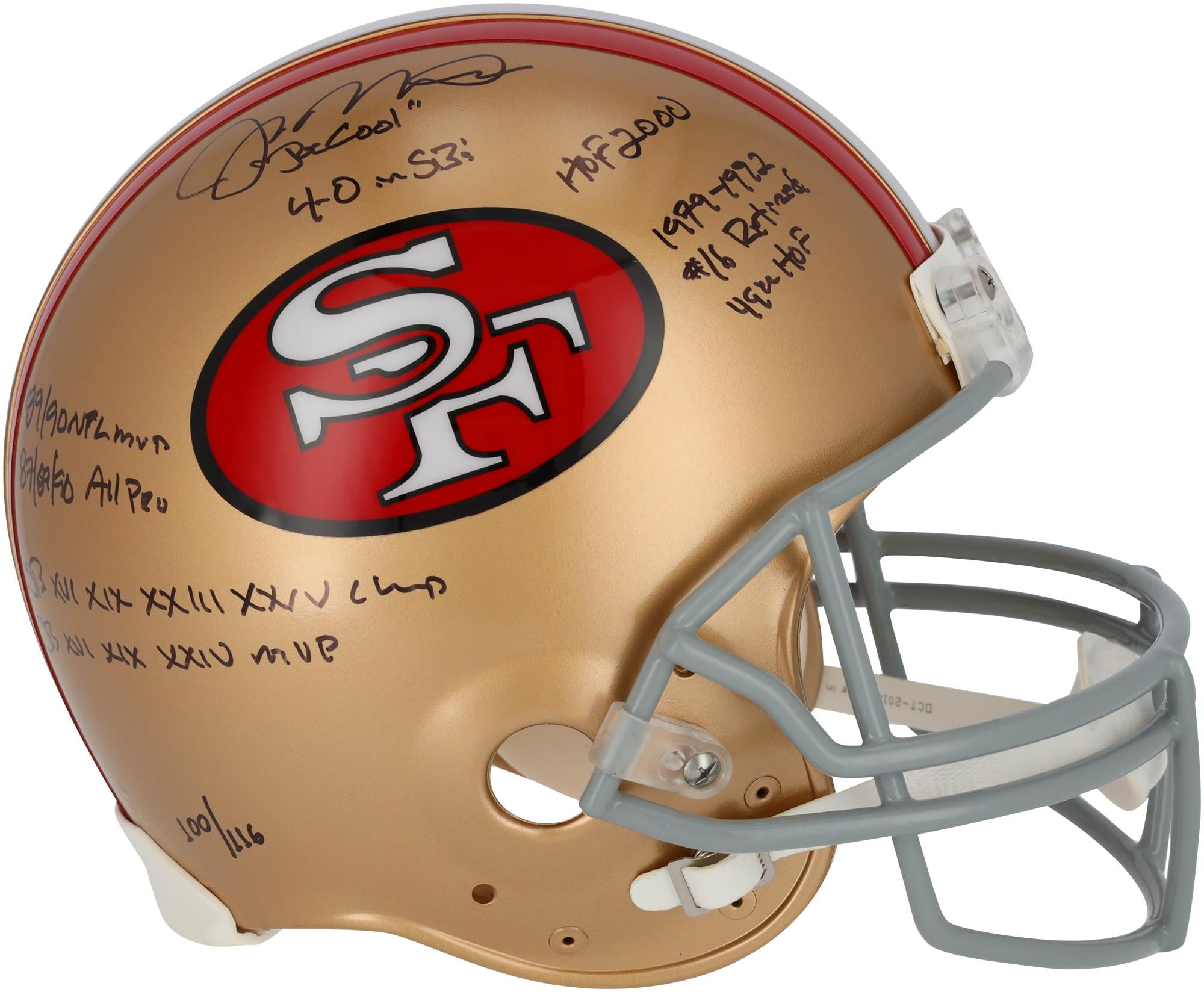 Joe Montana San Francisco 49ers Autographed Riddell 1964-1995 Throwback ...