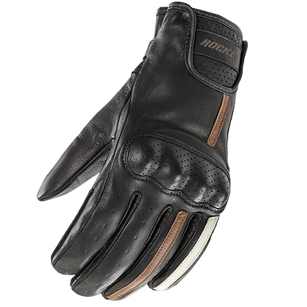 Joe Rocket Men’s Dakota Black Goatskin Leather Perforated Gloves with ...