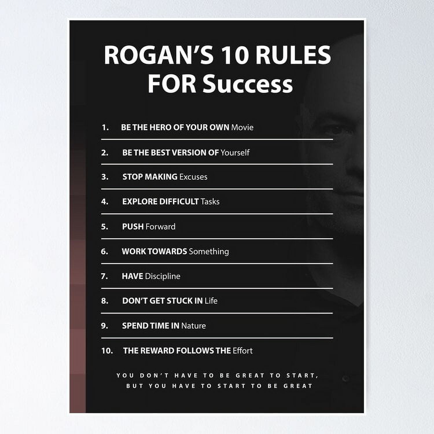 Joe Rogan 10 Rules For Success Art UNFRAMED Poster, 12x18 - Walmart.com
