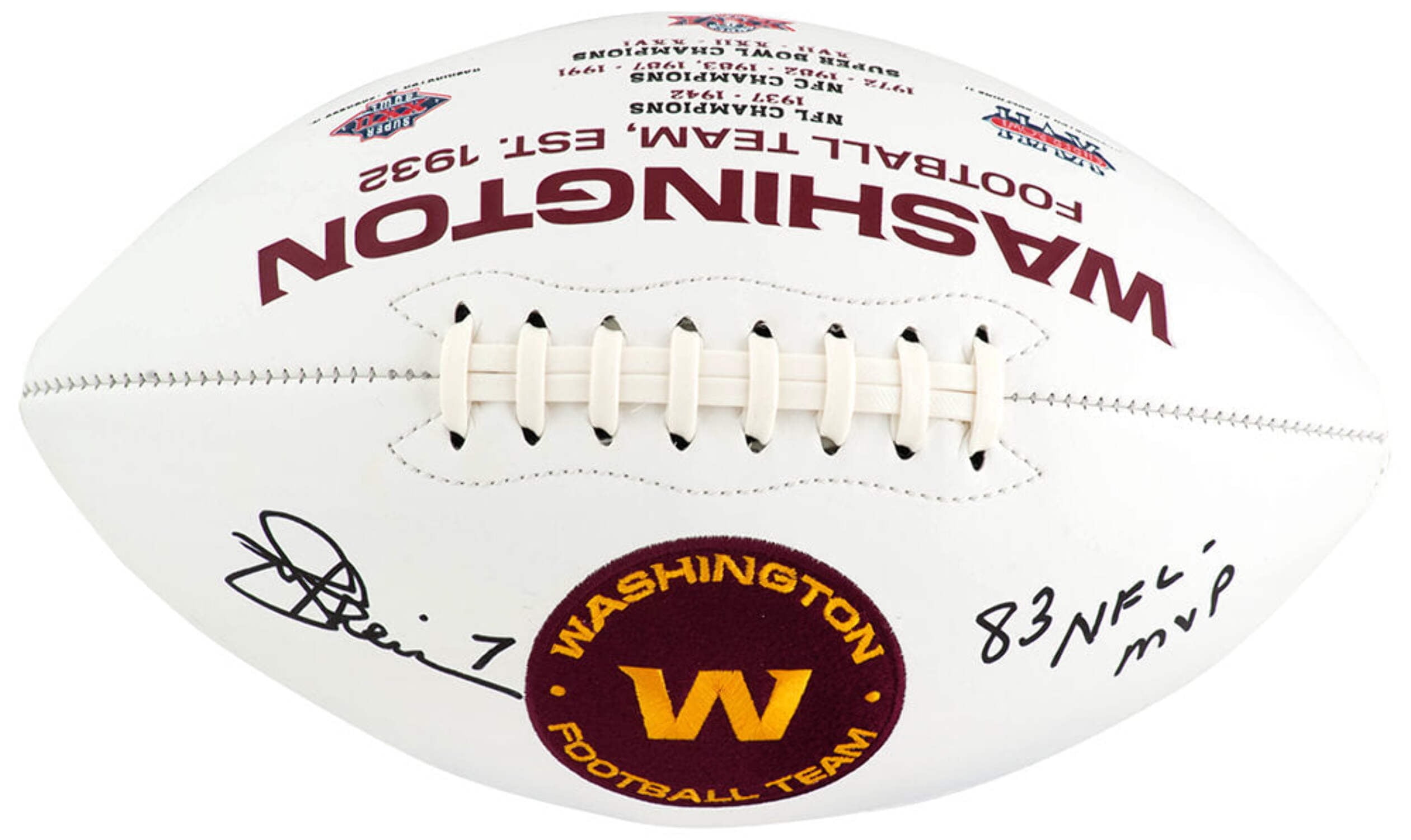 Joe Theismann Signed Washington Football Team Rawlings White Football w ...