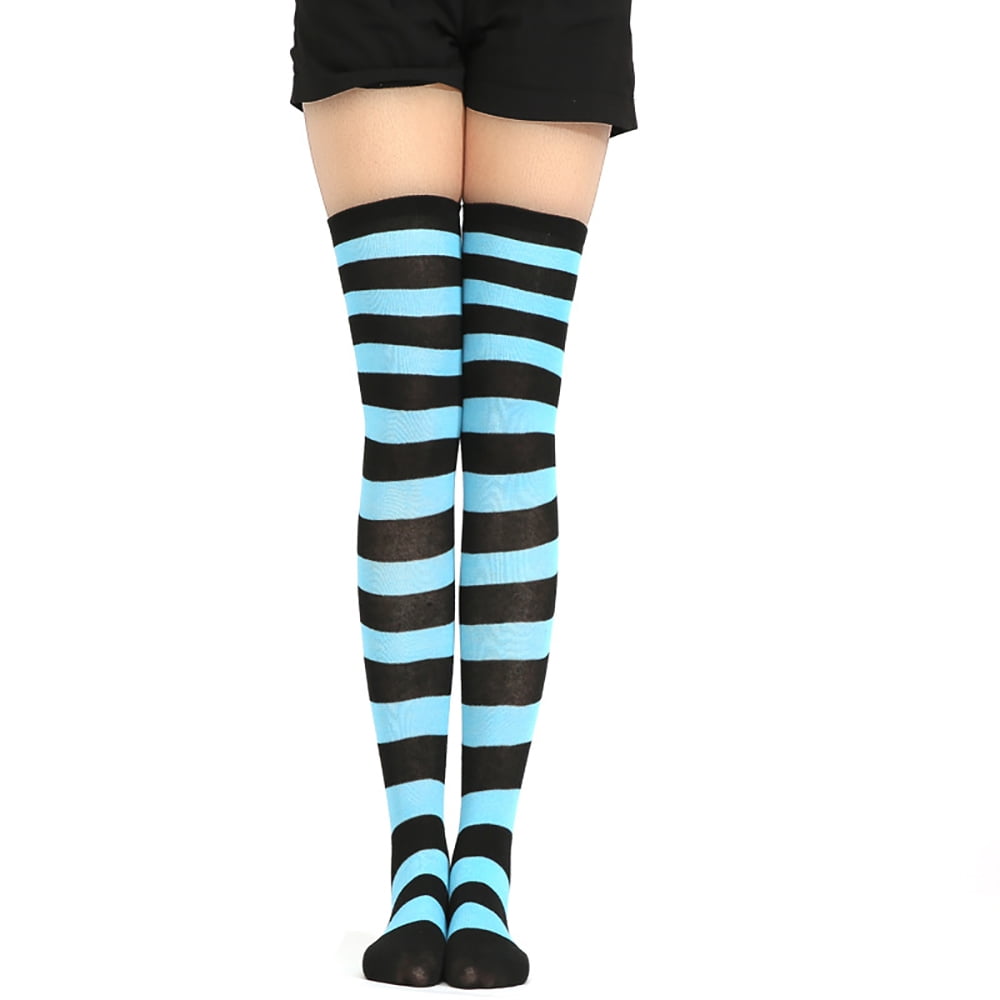 Joefnel Extra Long Cotton Stripe Thigh High Socks Over the Knee High ...