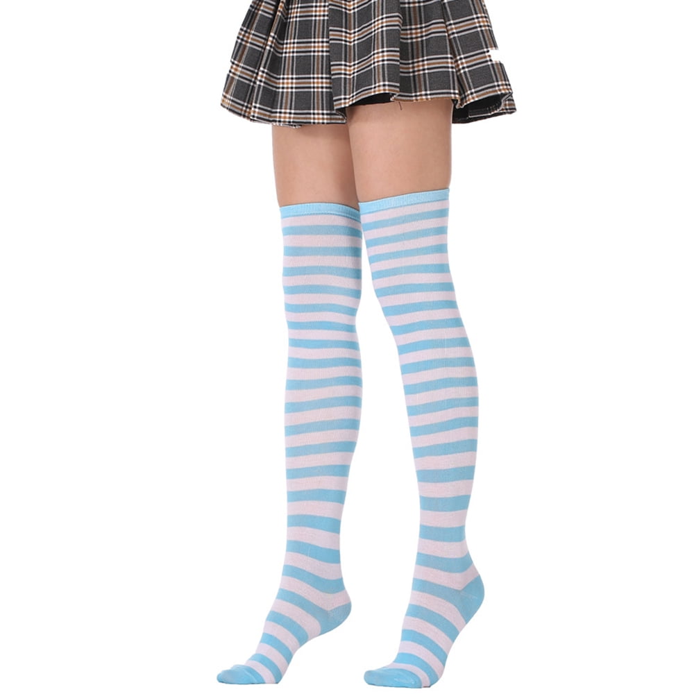 Joefnel Extra Long Cotton Stripe Thigh High Socks Over the Knee High ...