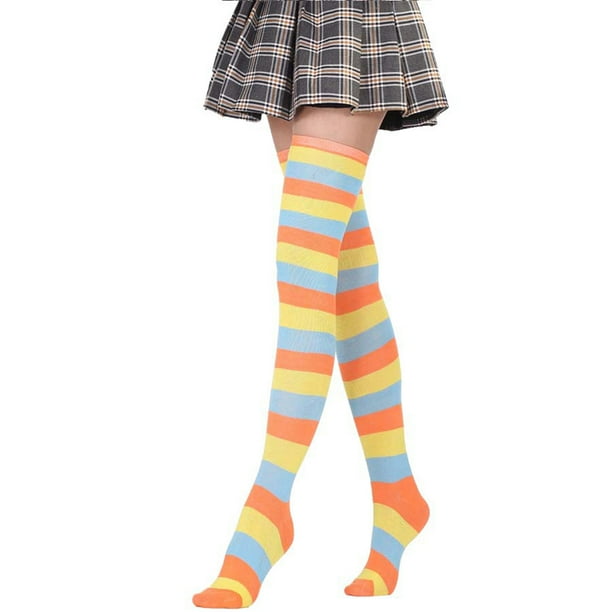 Joefnel Extra Long Cotton Stripe Thigh High Socks Over the Knee High ...