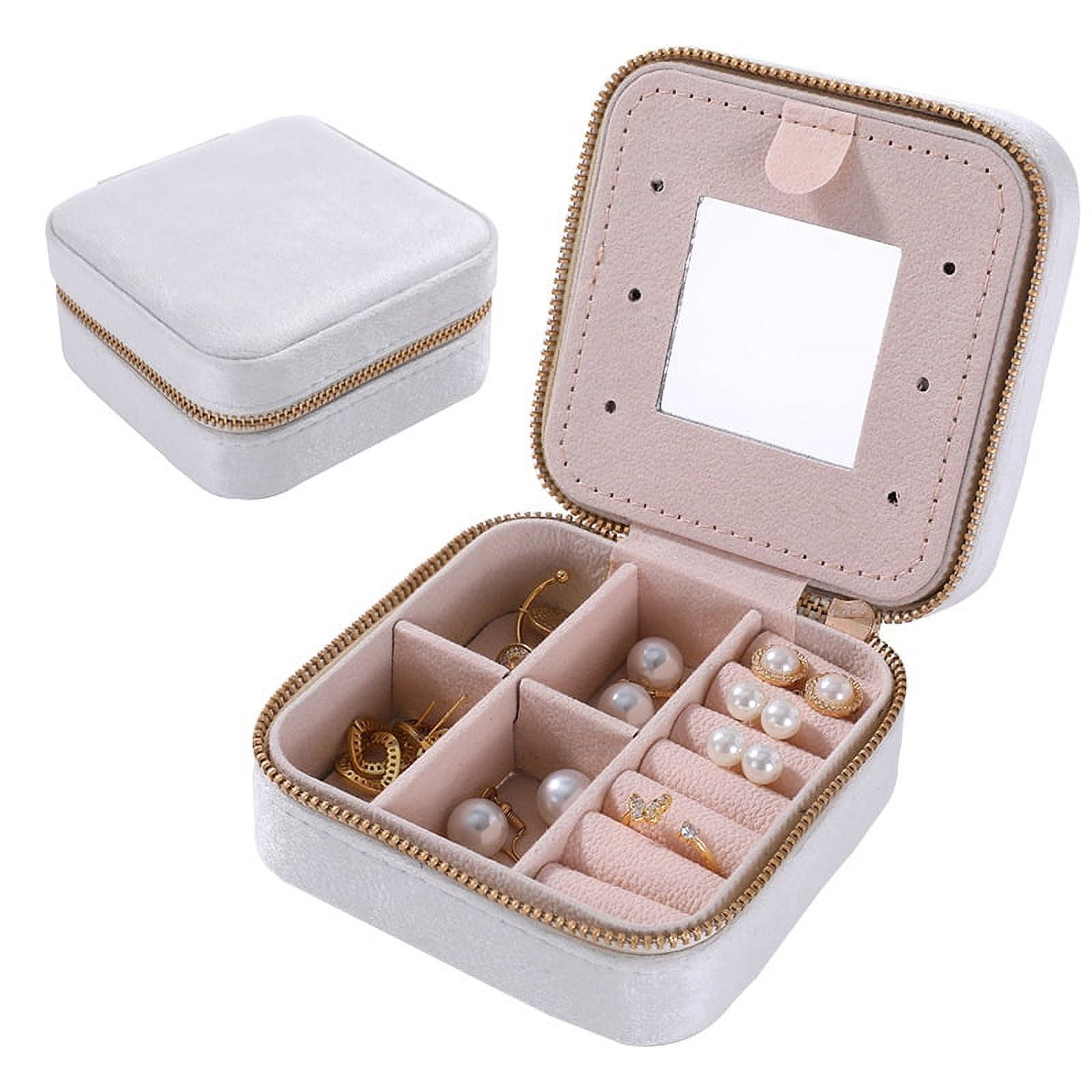 Joefnel Plush Velvet Travel Jewelry Box Organizer | Travel Jewelry Case ...