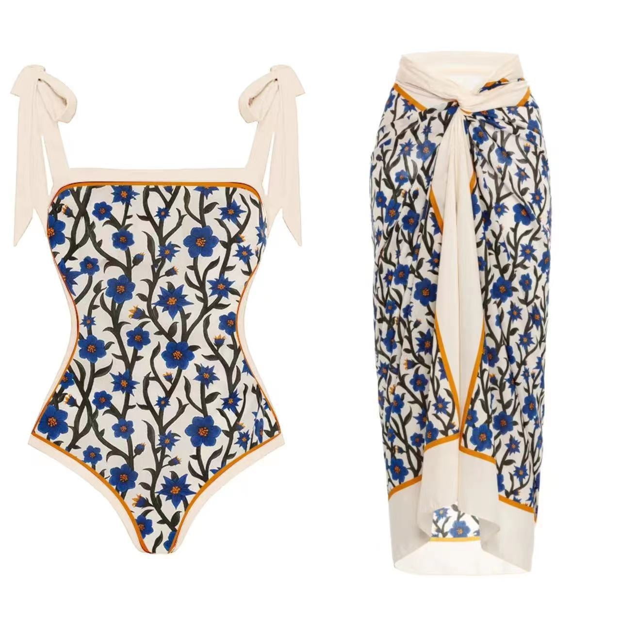 Joefnel Women Double-Sided Floral One Piece Swimsuits Reversible Tie ...