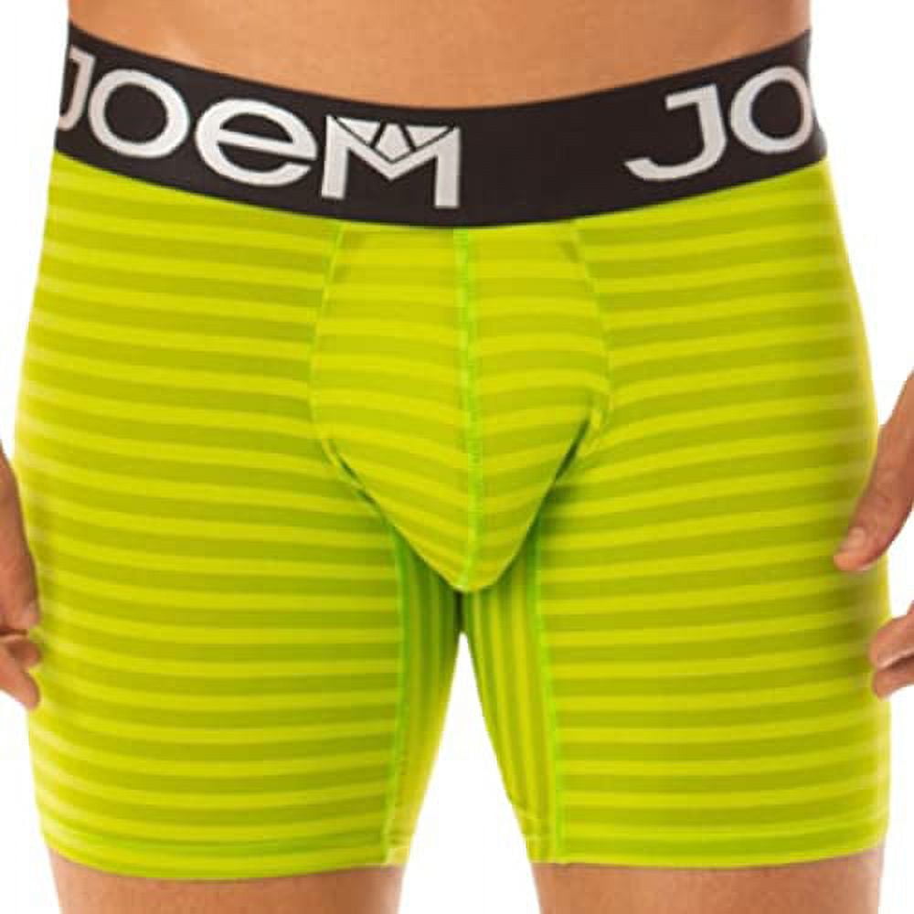 Joem Boxer Striped Briefs for Men Long Leg Multicolor Underwear Breathable Black Waistband ...