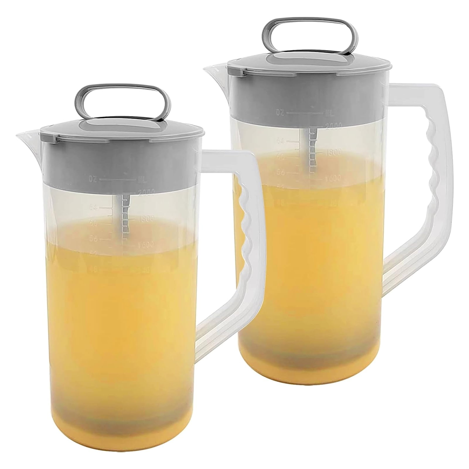 Joernso 1/2 Pcs Mixing Pitcher for Drinks 2000ml Sealed Water Bottle ...