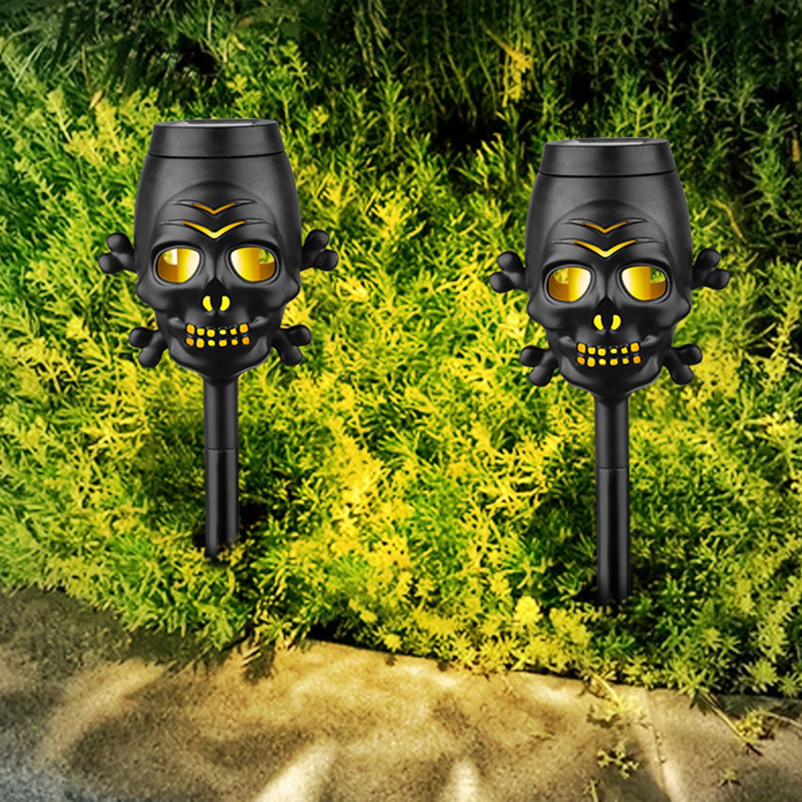 Joernso 1/2Pcs Halloween Solar Lights Unique Skull Design Auto Charging ...