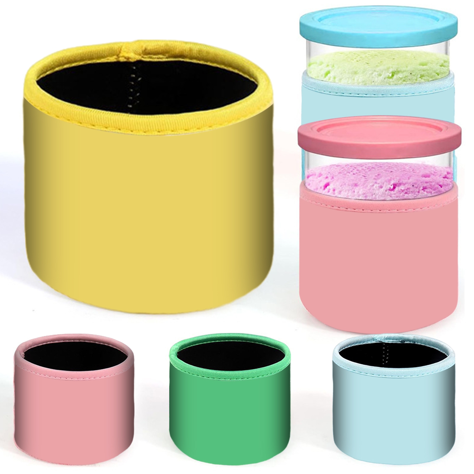 Joernso 1/4Pcs Ice Cream Cup Cover Anti-slip Ice Cream Storage Tank ...