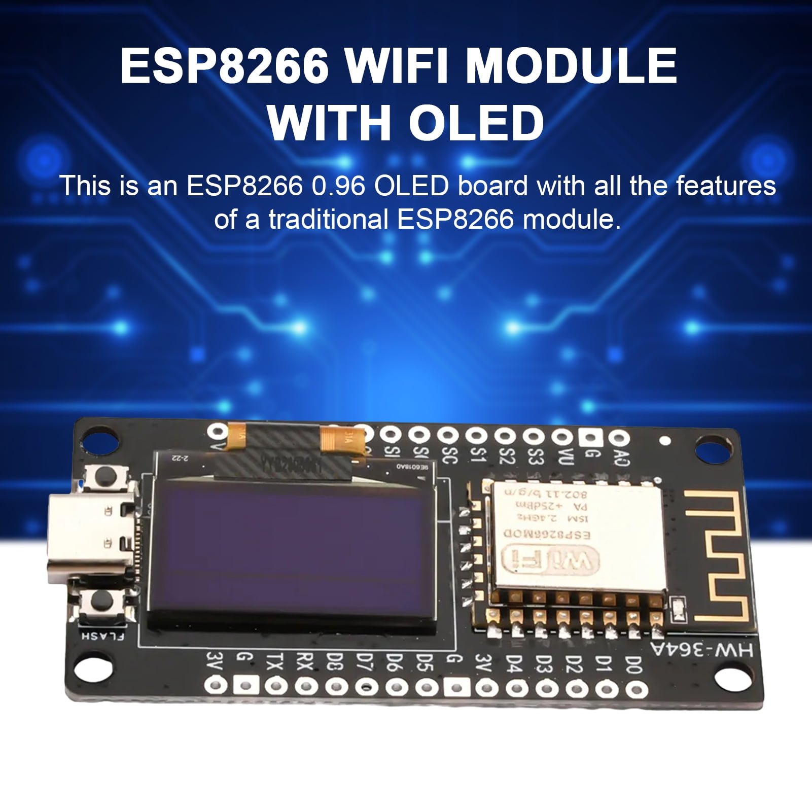Joernso 1 Set Module ESP8266 Development Board with 0.96 Inch OLED Display CH340 Driver Module ...