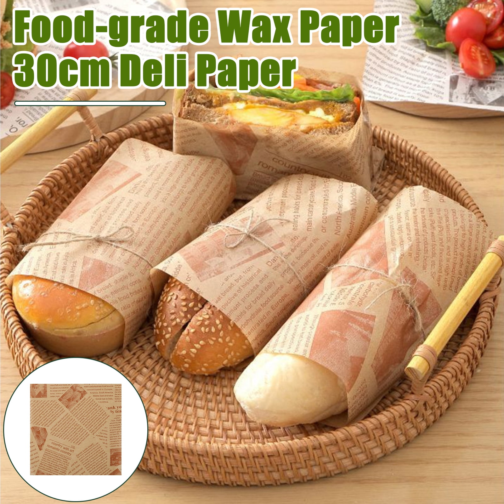 Joernso 100 Sheets 30CM Deli Paper Sheet Grease Resistant Wax Paper ...