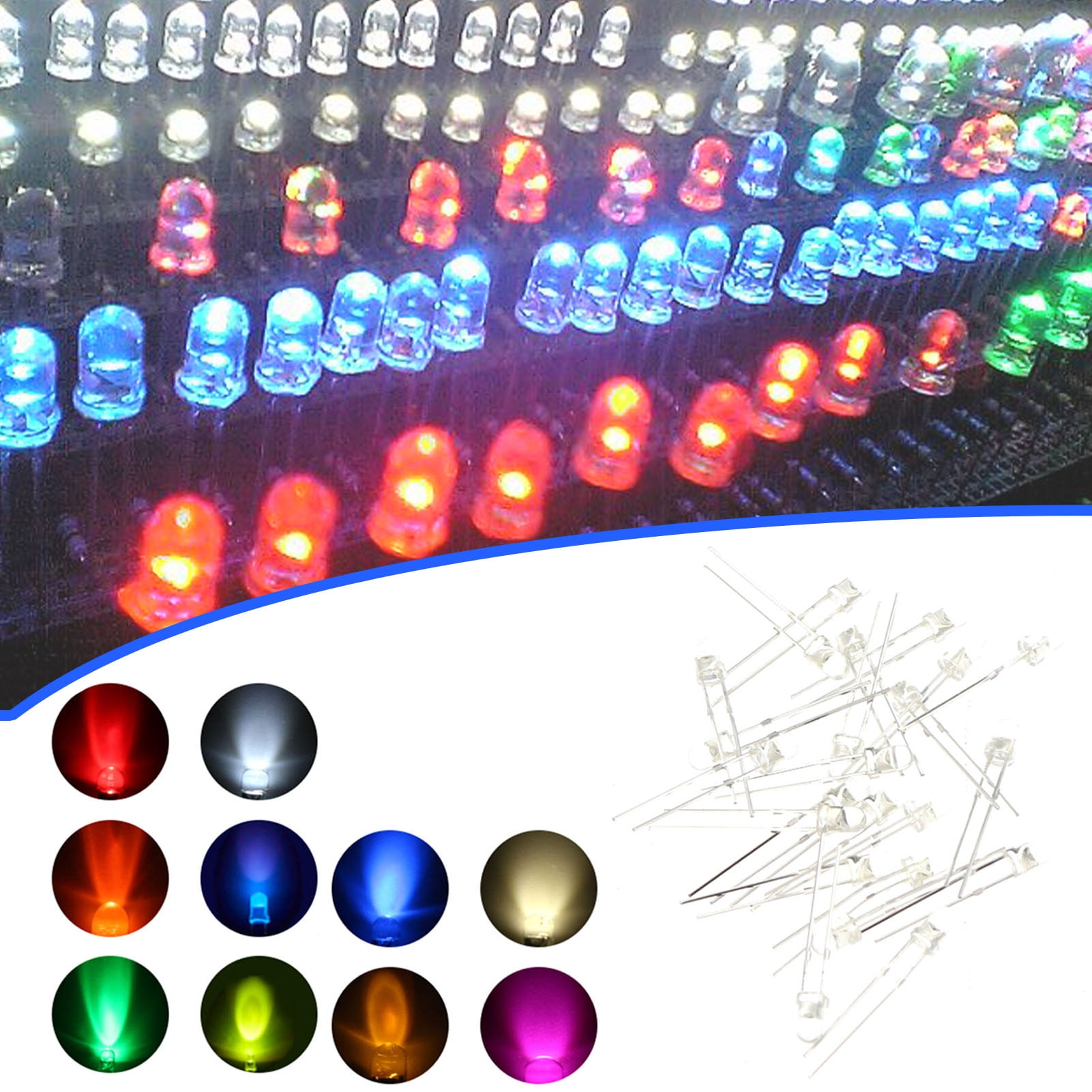 Joernso 100Pcs 3MM Light Emitting Diode Bright Light Good Stability LED ...