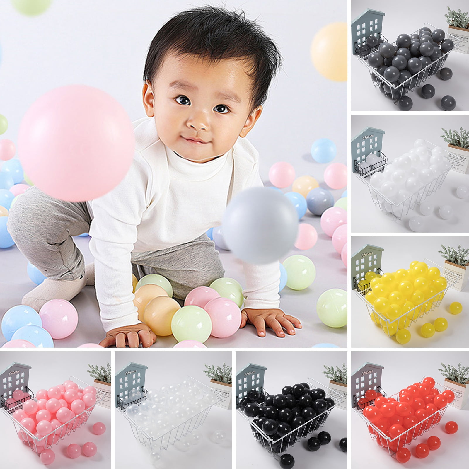 Joernso 100Pcs Ball Pit Balls Thickened Odor-free High Elastic Safe ...