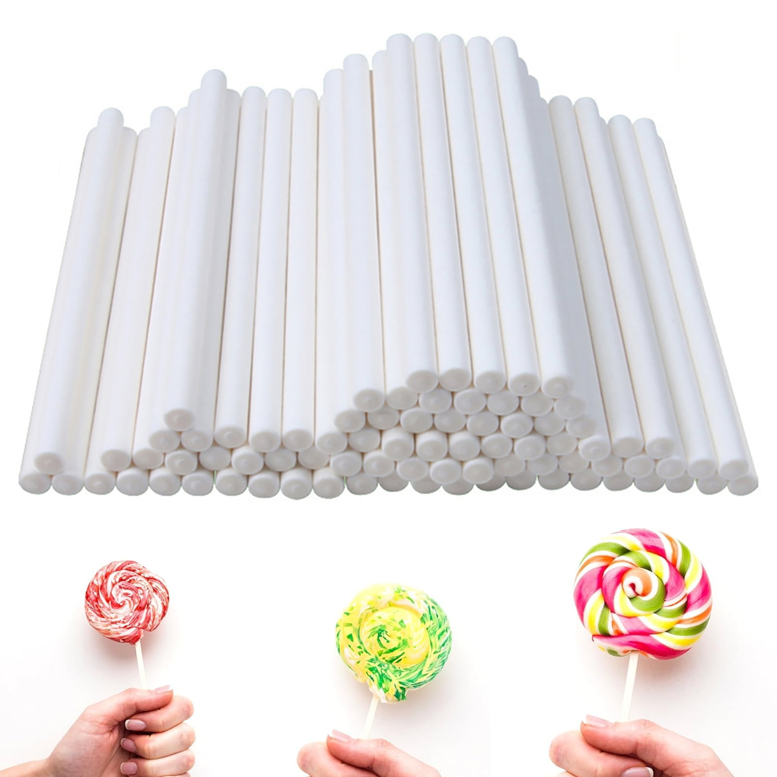 Joernso 100Pcs Lollipop Stick Versatile Candy Paper Sticks DIY Cake ...