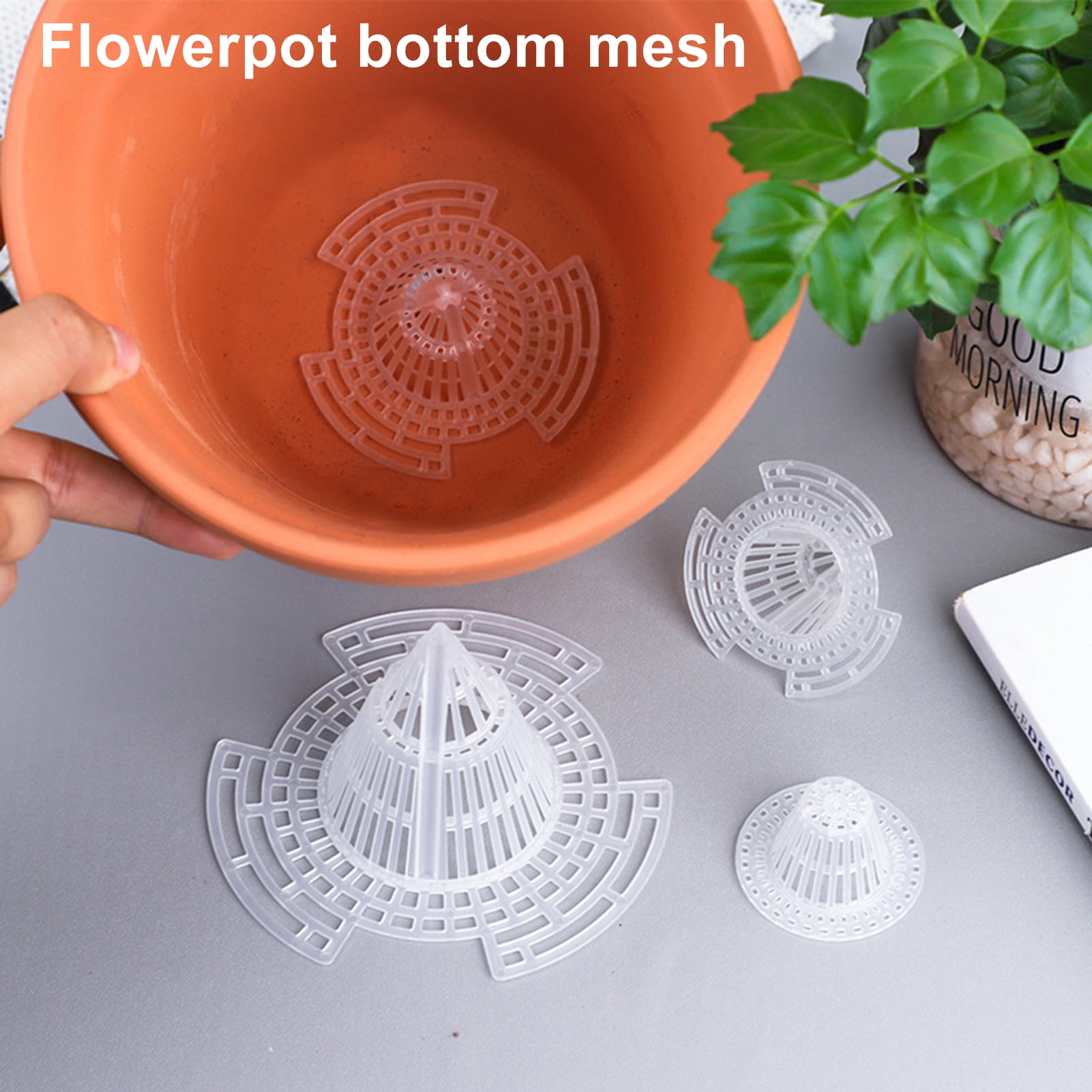 Joernso 10Pcs Flower Pot Bottom Mesh Vertical Fixed Wing Tapered Grid ...