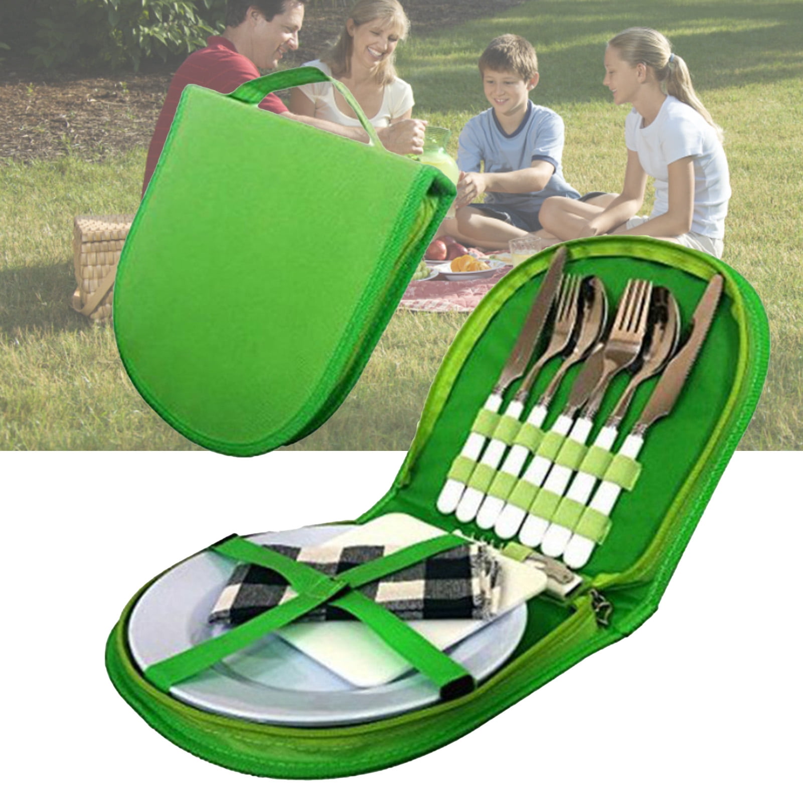 Joernso 1Pc/1 Set Portable Picnic Set Rust-Proof Plastic Picnic Utensil ...