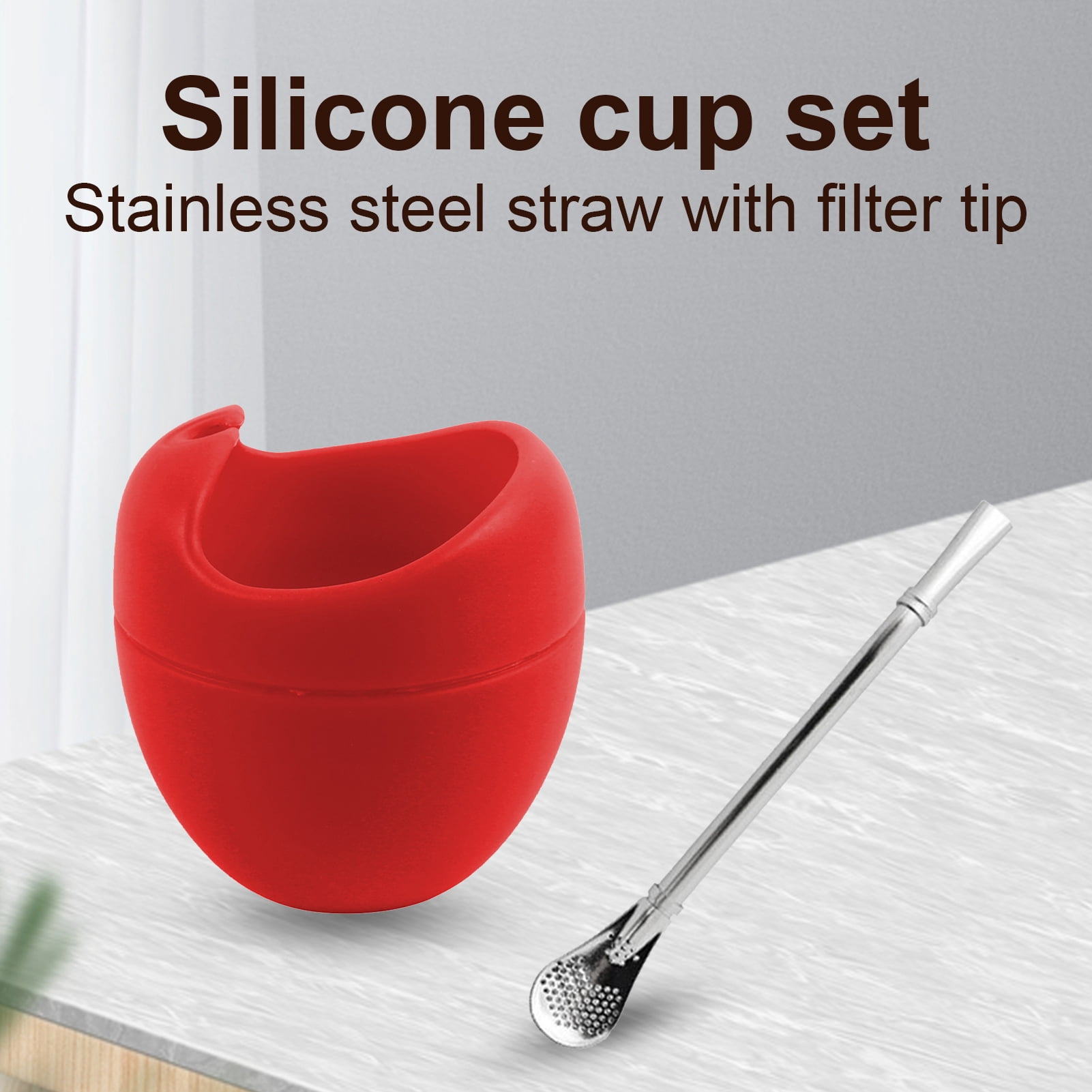 Joernso 1Set Reusable Yerba Mate Cup With Filter Silicone Bombilla Mate ...