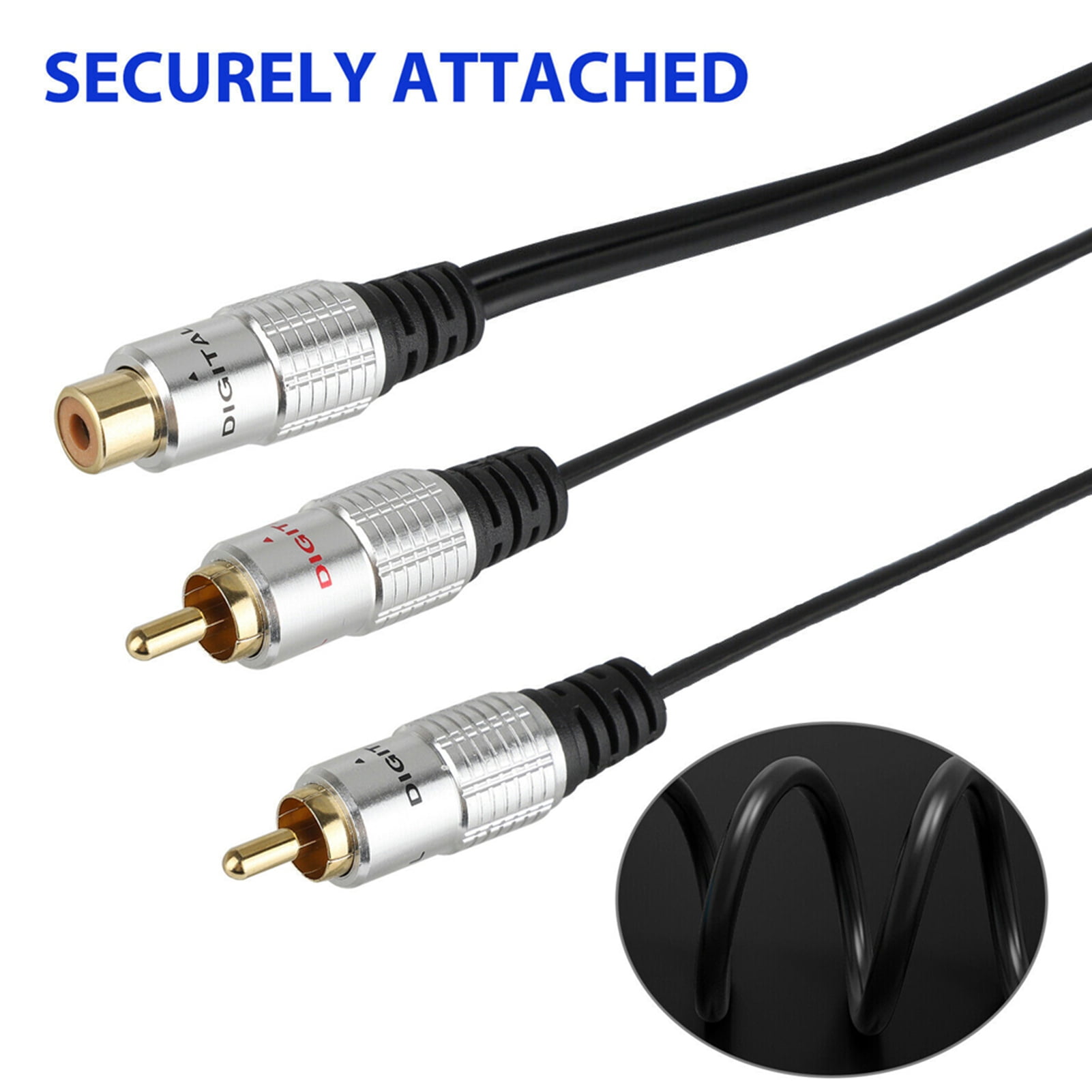 Joernso 2 RCA Male to 1 Female-Y Splitter Adapter Cable/Lead-Subwoofer ...