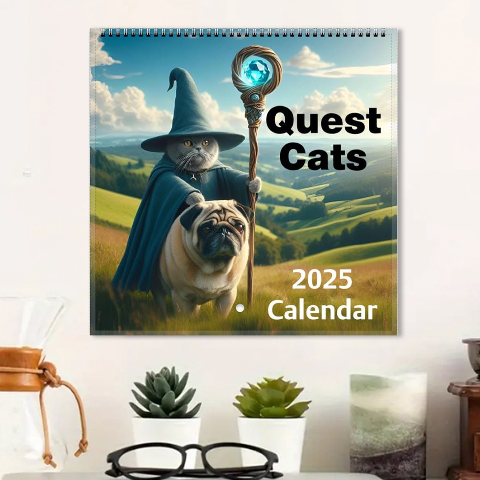 Joernso 2025 Wall Calendar Weird Medieval Quest Cats Wall Hanging ...