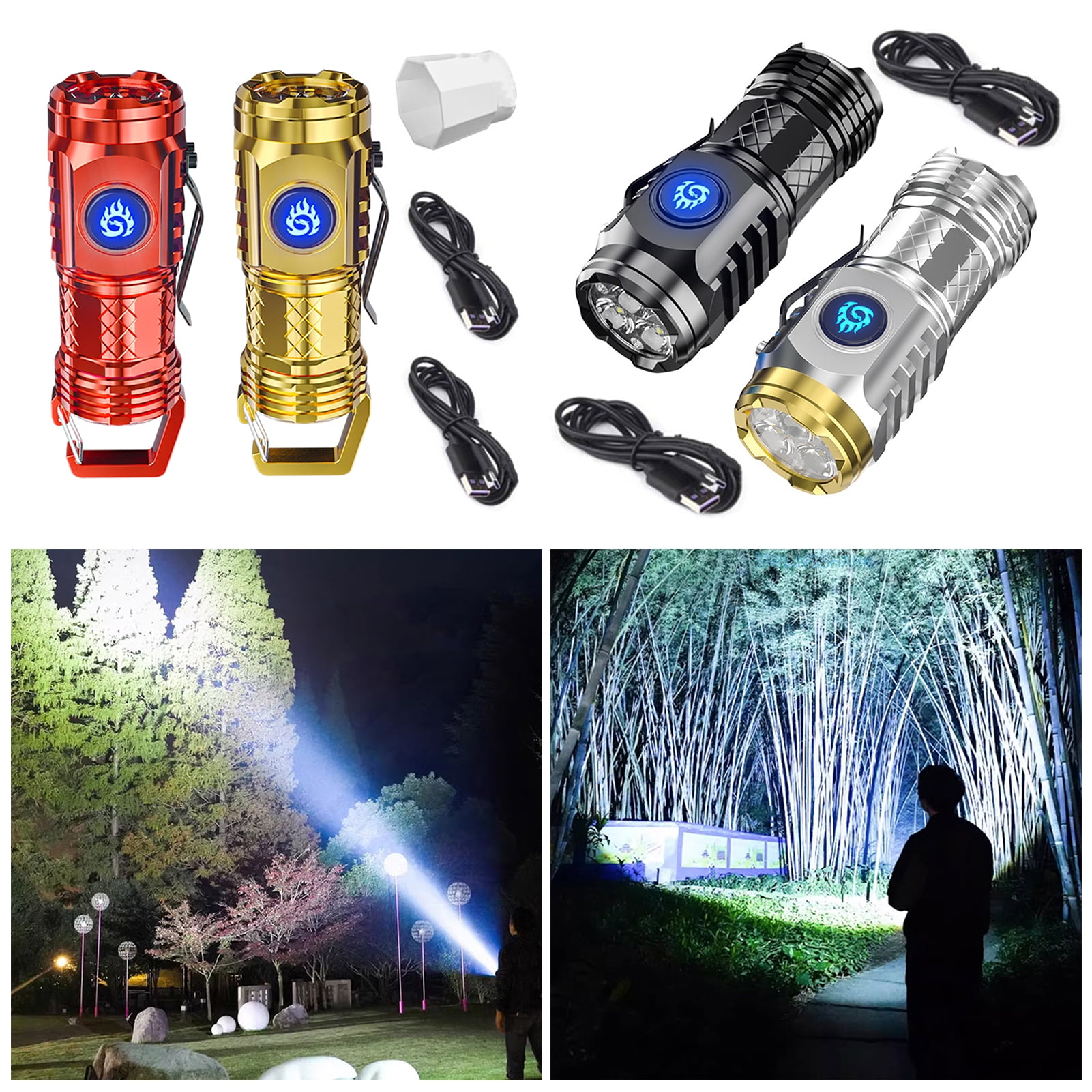 Joernso 2Pcs LED Torch Super Power Flashlight Super Bright High Lumens ...