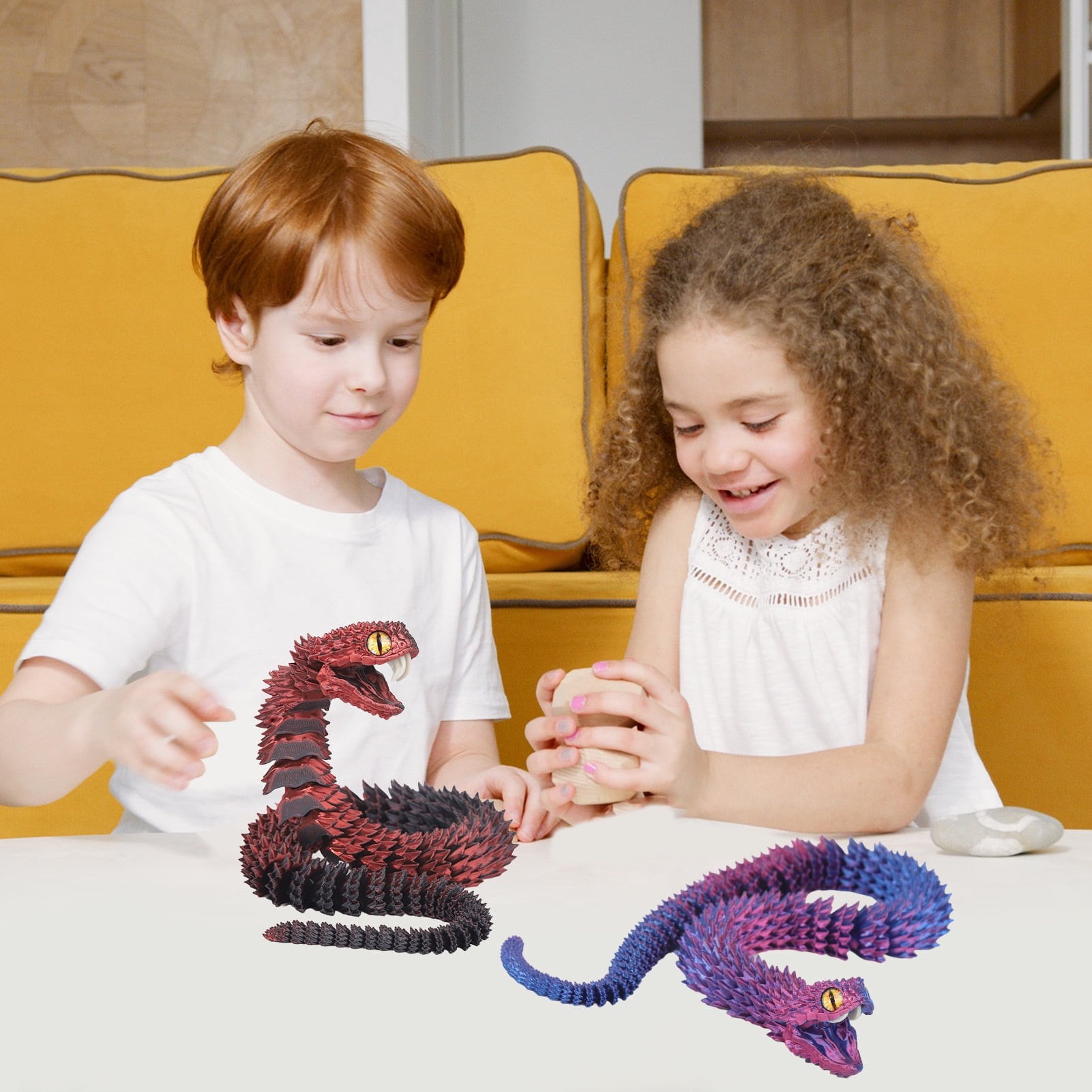 Joernso 3D Printed Articulated Snake Flexible Snake Ornament with Teeth ...