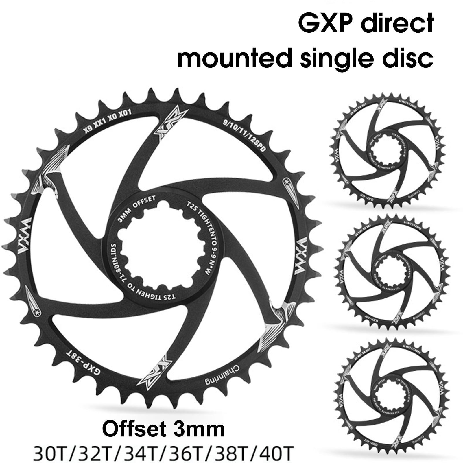 Joernso 3mm 30T 32T 34T 36T 38T 40T Bicycle Chainring Positive Negative ...