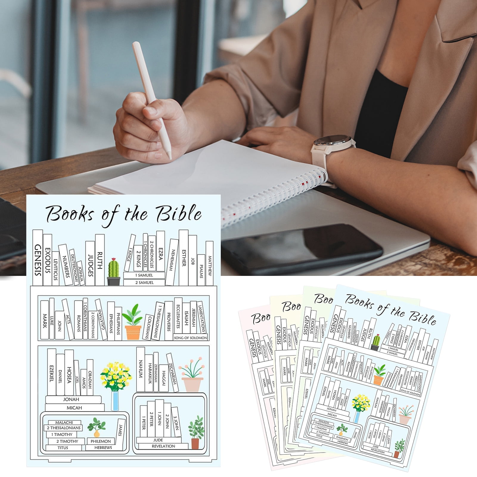 Joernso 4/8Pcs Christian Bible Book Stickers Bookshelf Display Bible ...