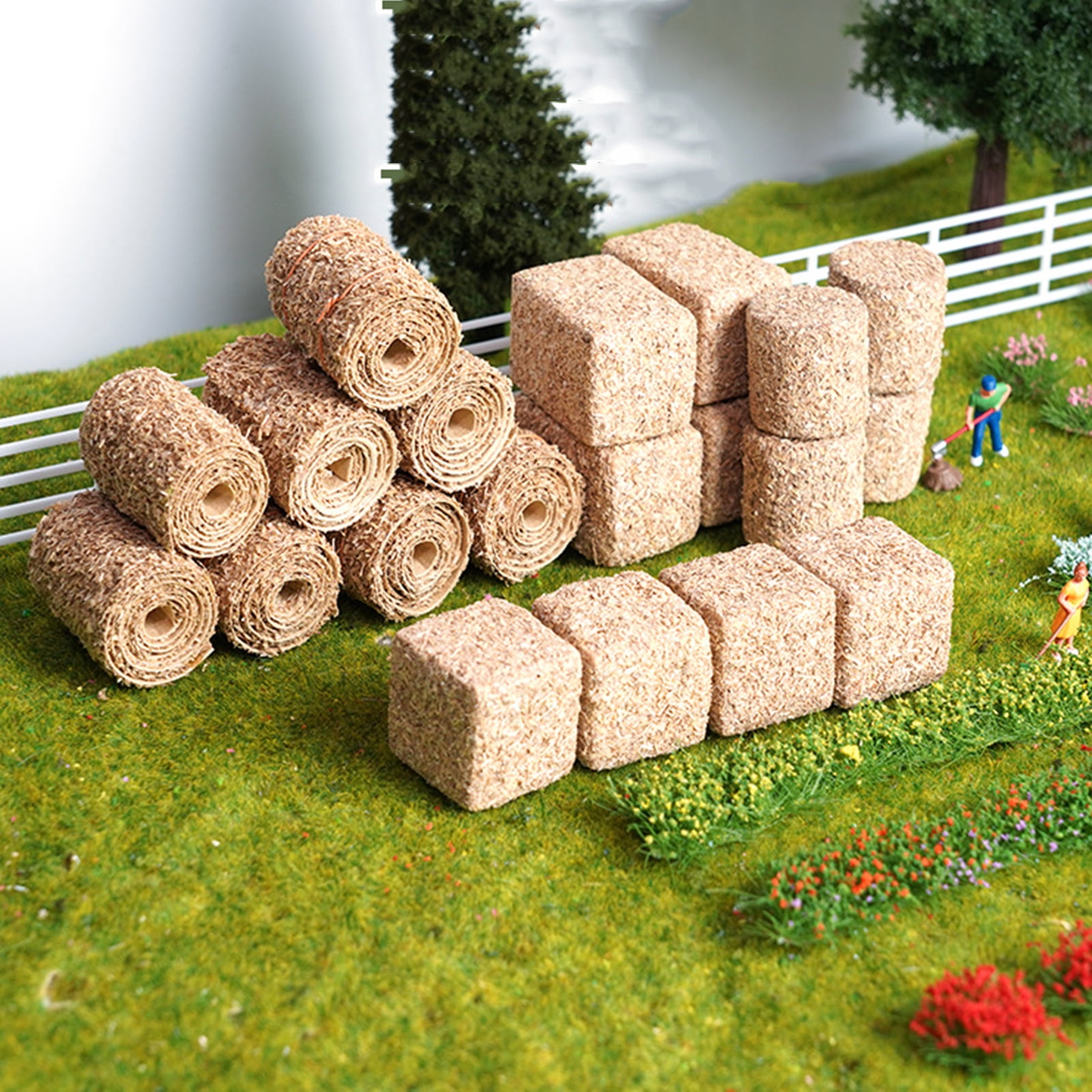 Joernso 4Pcs Miniature Haybale Model Realistic Mini Haystack Ornament ...