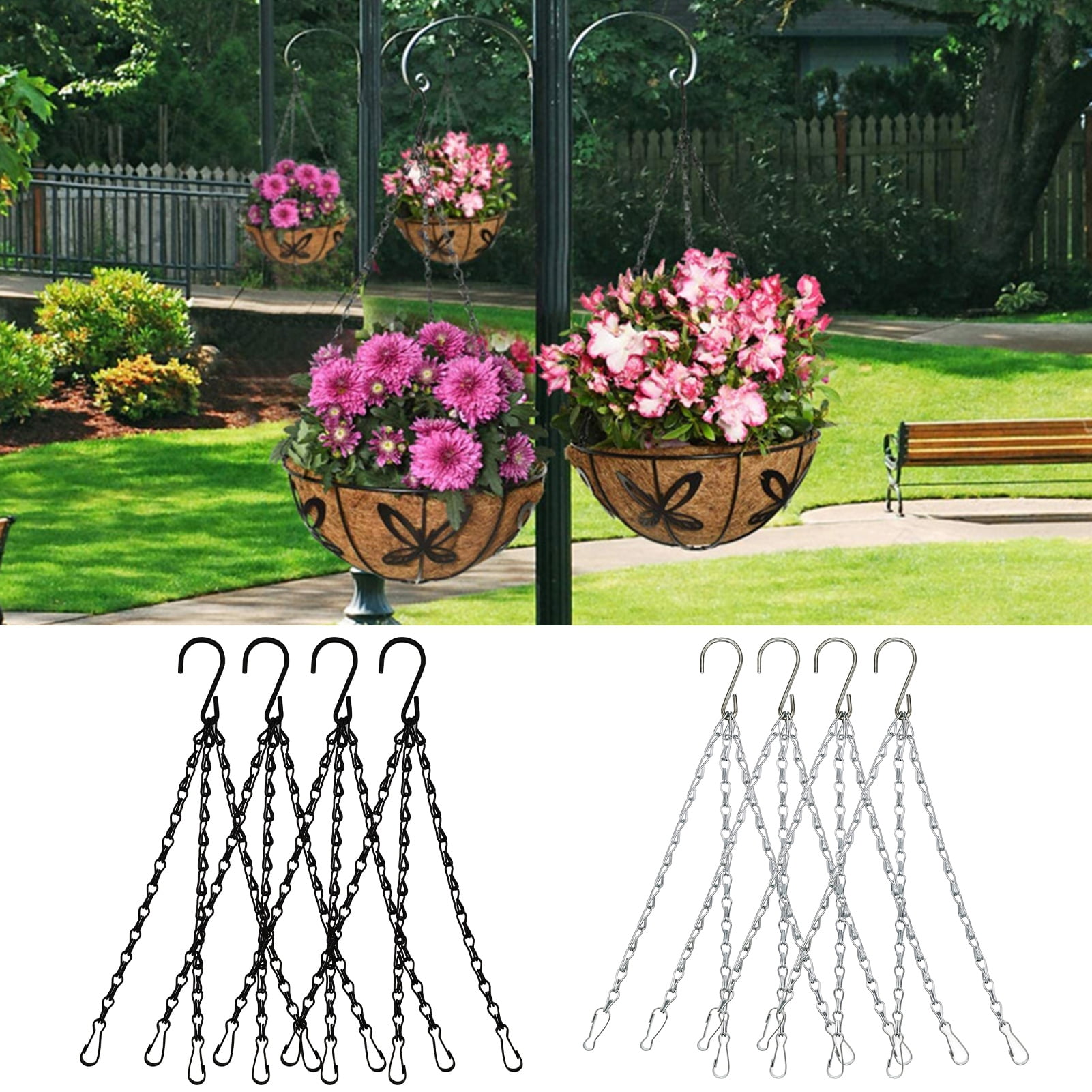 Joernso 4Pcs/Set Flower Basket Hanger Double Hook Iron Flower Plant Pot ...