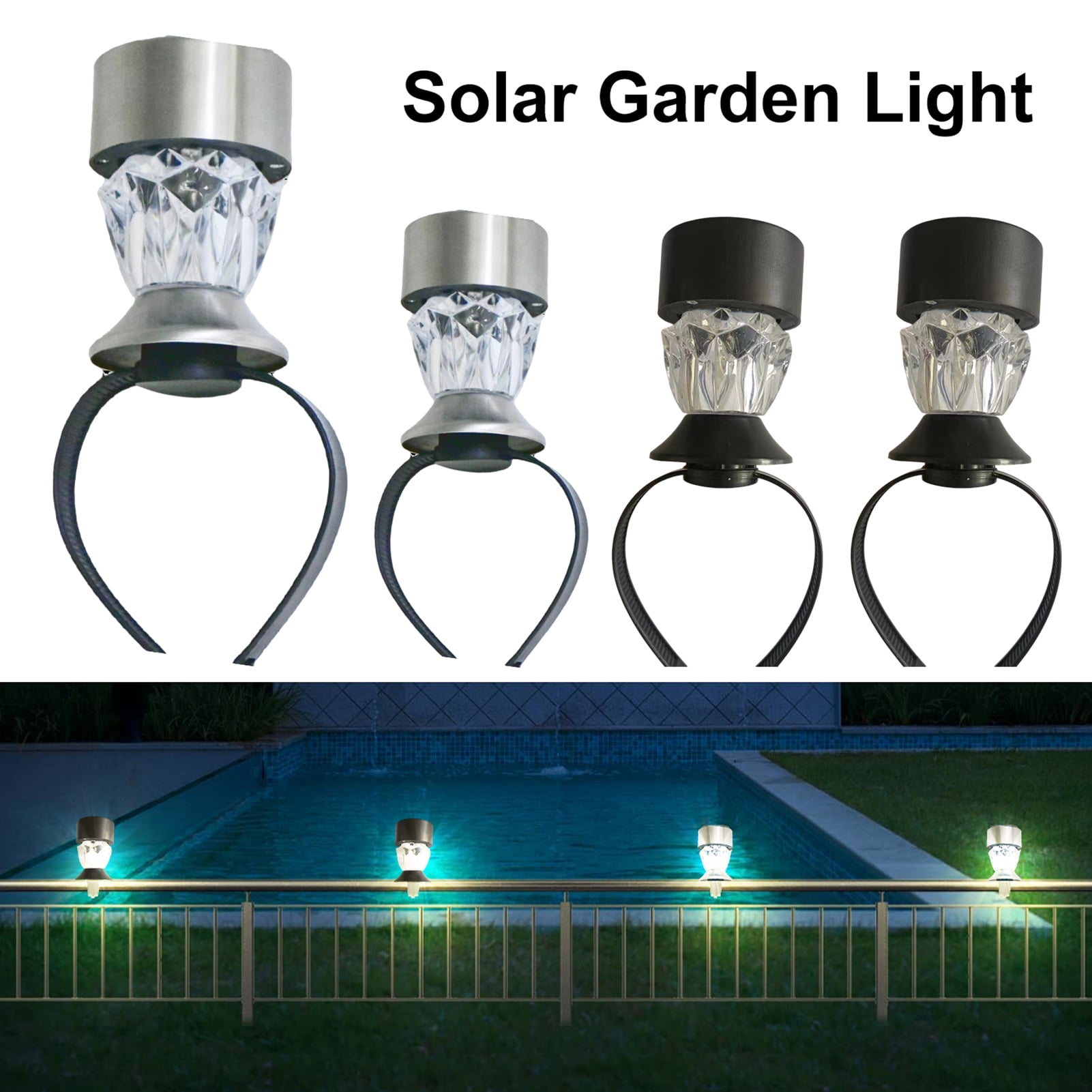 Joernso 4Pcs Solar Lamps Swimming Pool Fence Decorations Intelligent ...