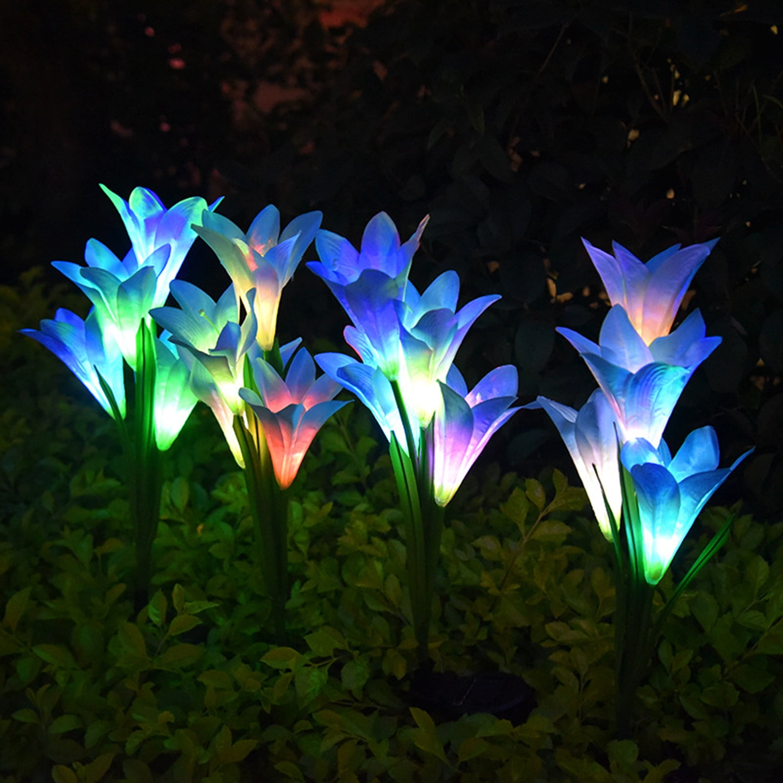 Joernso 4Pcs Solar Lily Light IP65 Waterproof Color Changing Outdoor ...